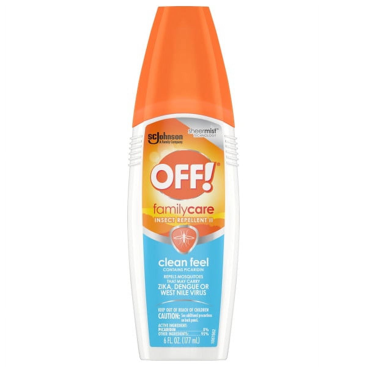 OFF! FamilyCare Bug Spray Insect Repellent II, Clean Feel, 5% Picaridin ...