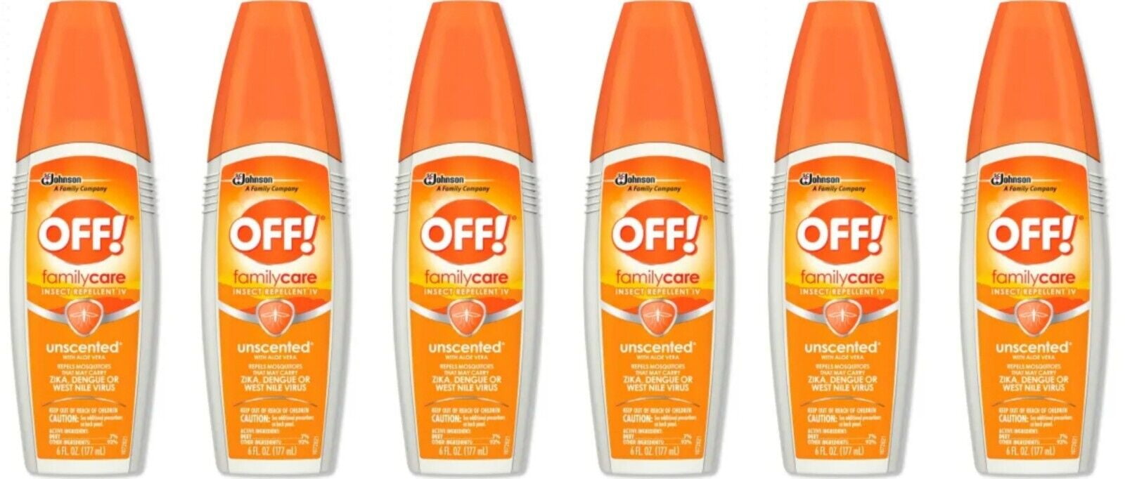 OFF! FamilyCare Unscented Insect Repellent Bug spray AloeVera 7% Deet 6 ...