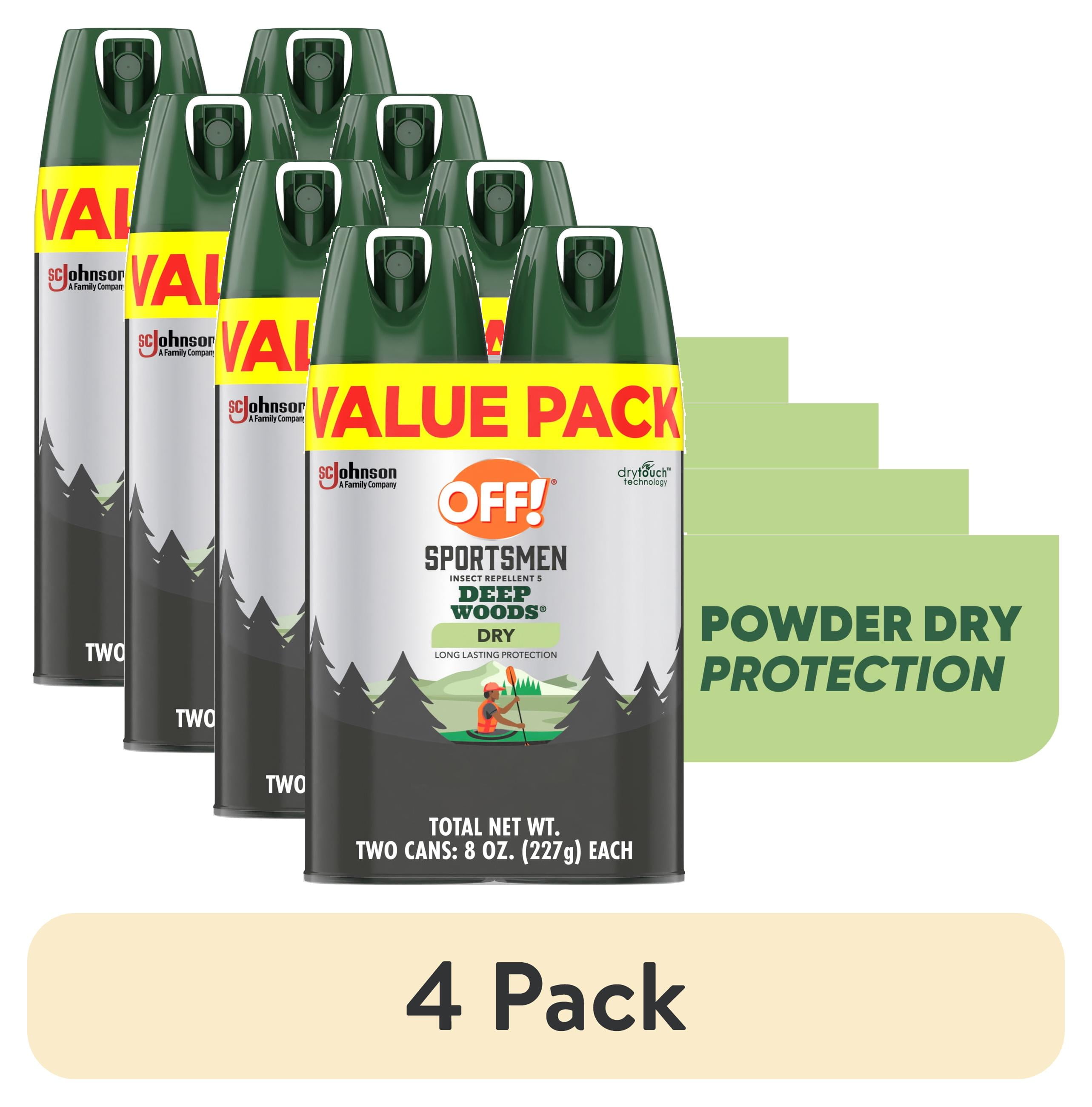 (4 pack) OFF! Sportsmen Deep Woods Dry Insect Repellent V, DEET ...