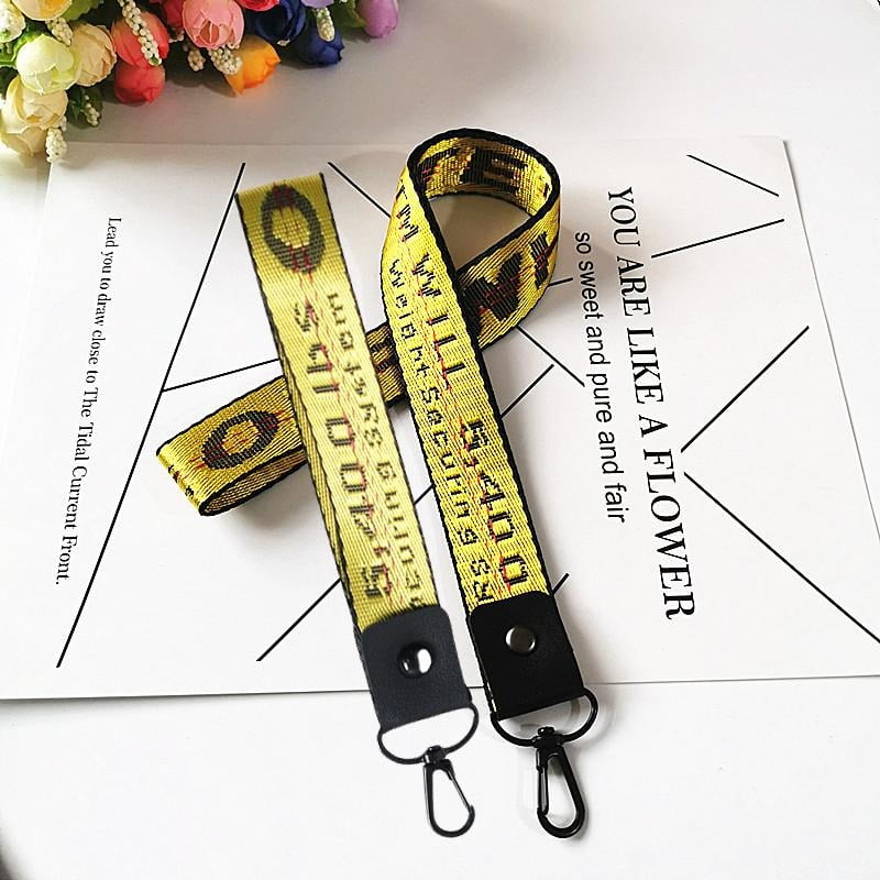 OFF WHITE Keychain Fashion Jacquard Woven Letter Ribbon Long and Short ...