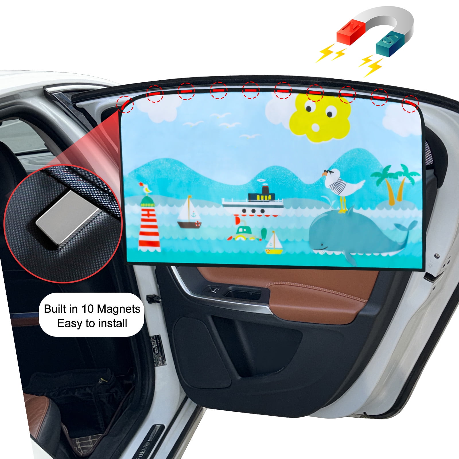 OFFCURVE 2-Piece Anti-Glare Reversible Magnetic Collapsible Car Window ...