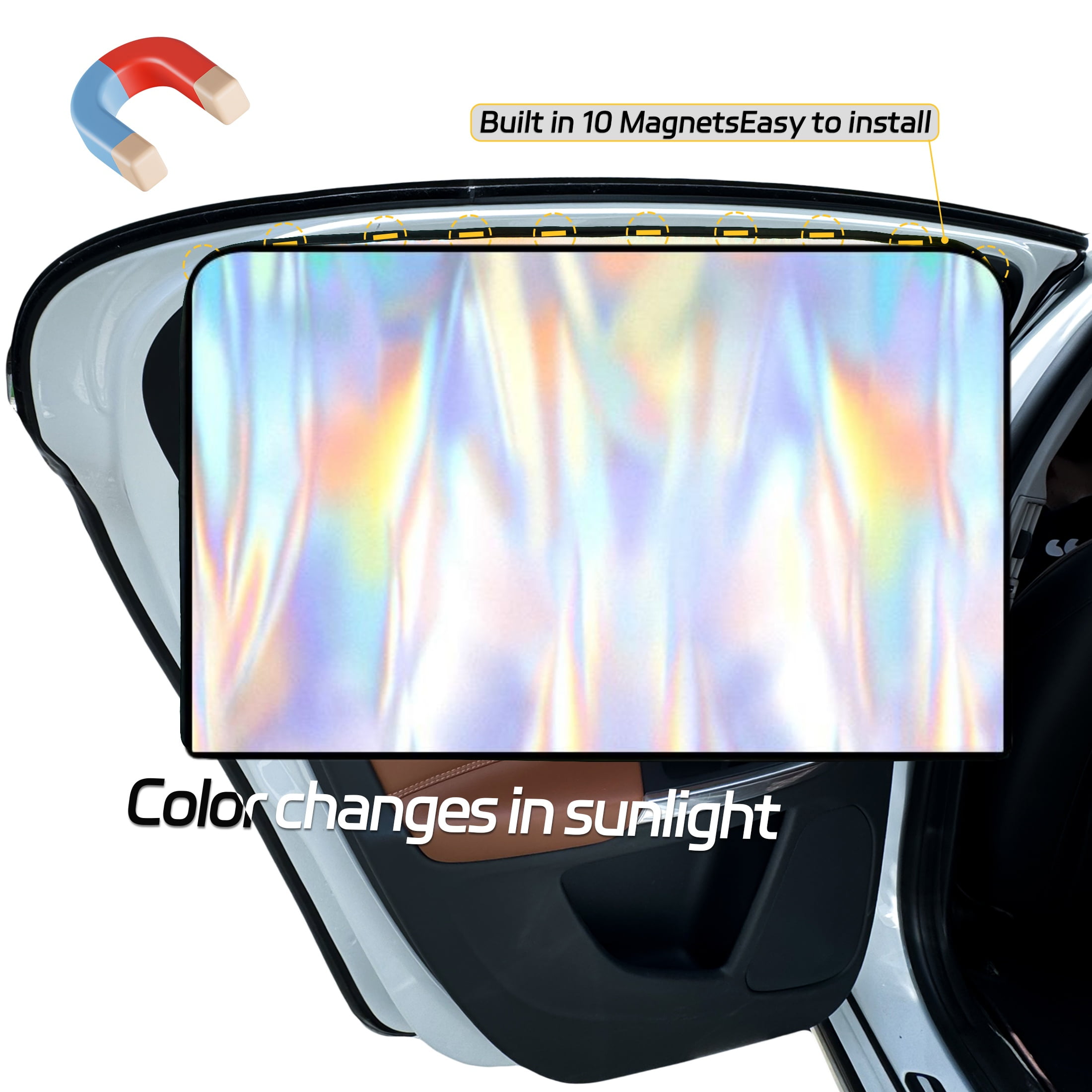 OFFCURVE 2Pcs Reversible Magnetic Collapsible Car Window Shades ...