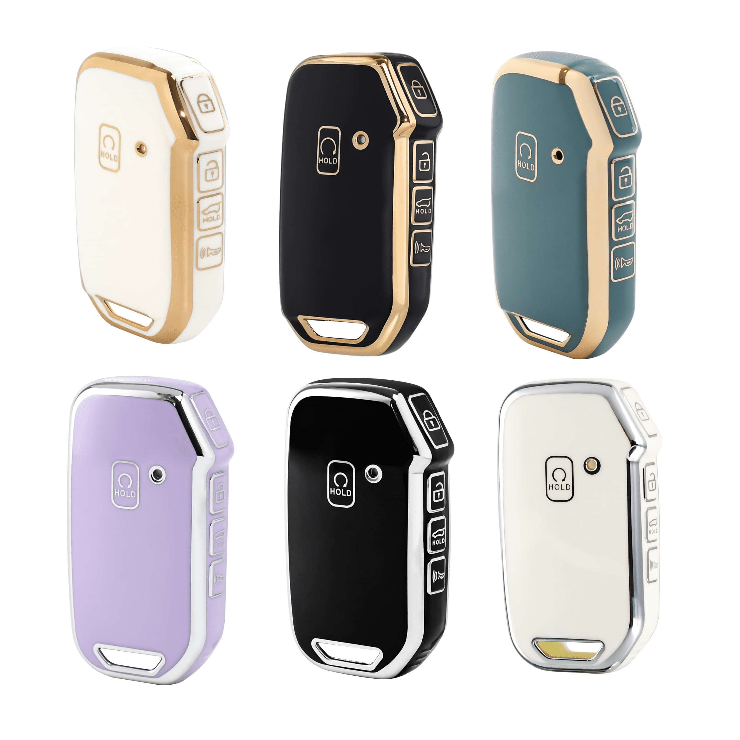 OFFCURVE 6-Piece Black,White,Blue,Purple Key Fob Cover for Kia Vehicles ...