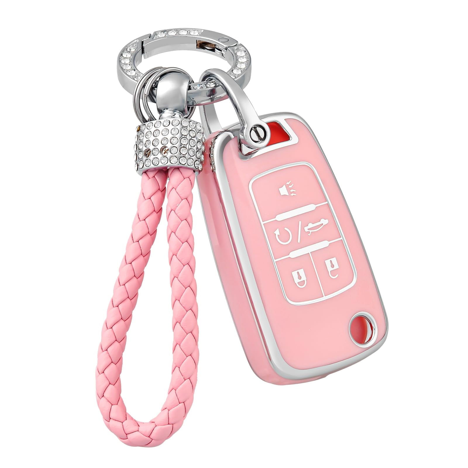 OFFCURVE Car Key Fob Cover with Keychain for Chevy, Car Key Case Fit ...