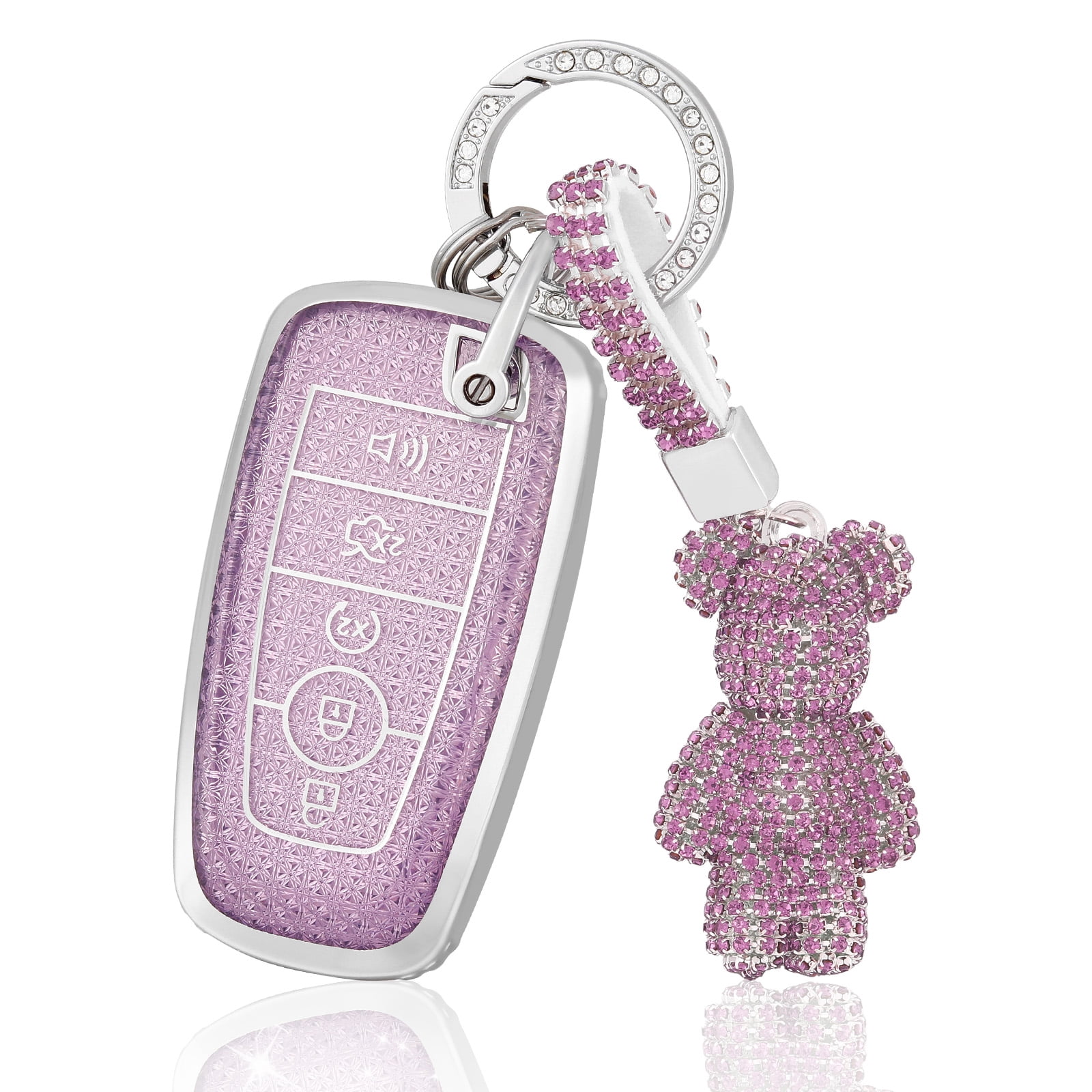 OFFCURVE Key Fob Cover with Bear Keychain,Soft TPU Case for Ford Fusion ...