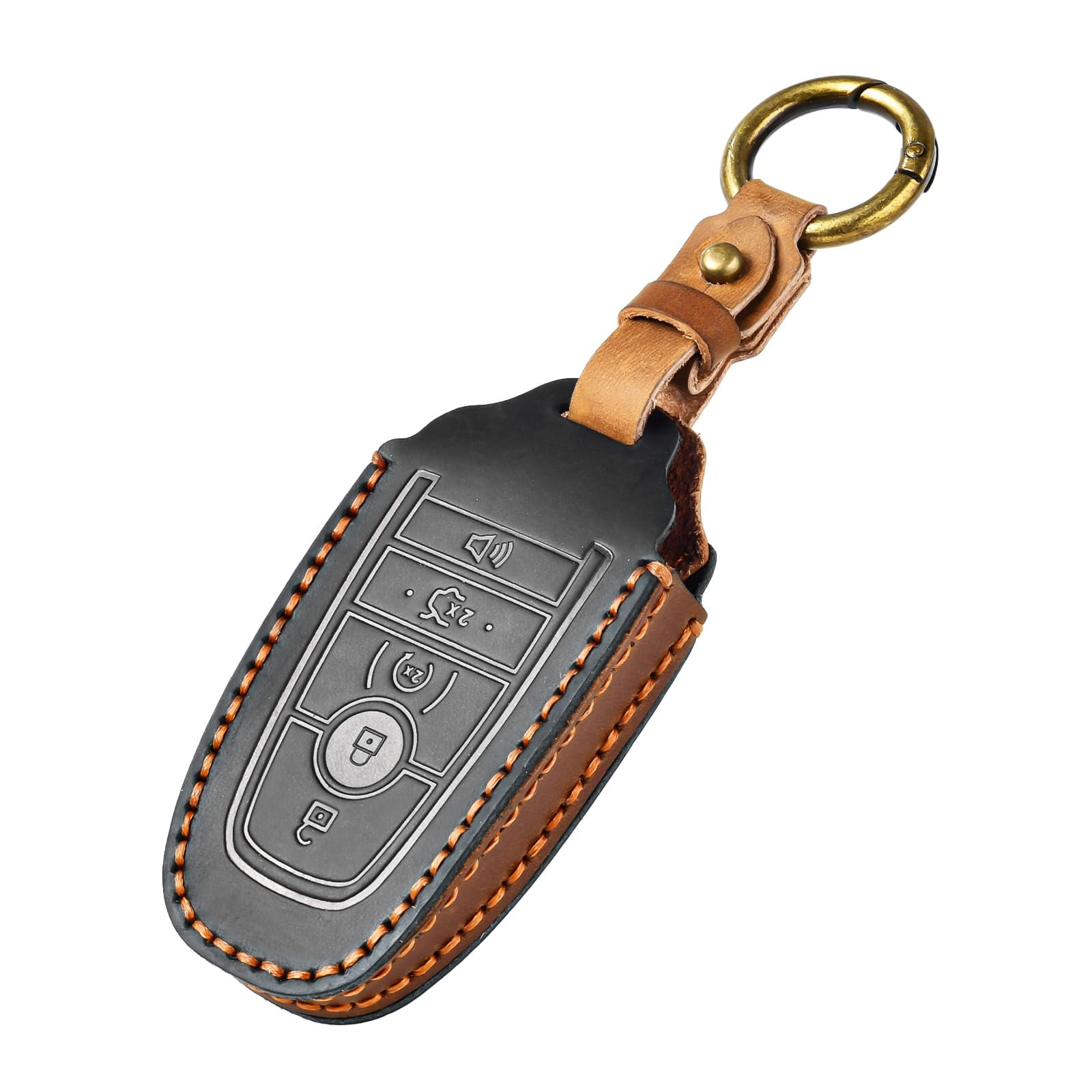 OFFCURVE Leather Key Cover Fits for Ford Car Key Fob Cover Case ...