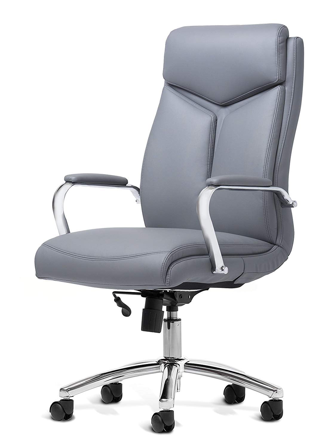 OFFICE FACTOR Leather Executive Rolling Swivel Chair with Chrome Metal ...