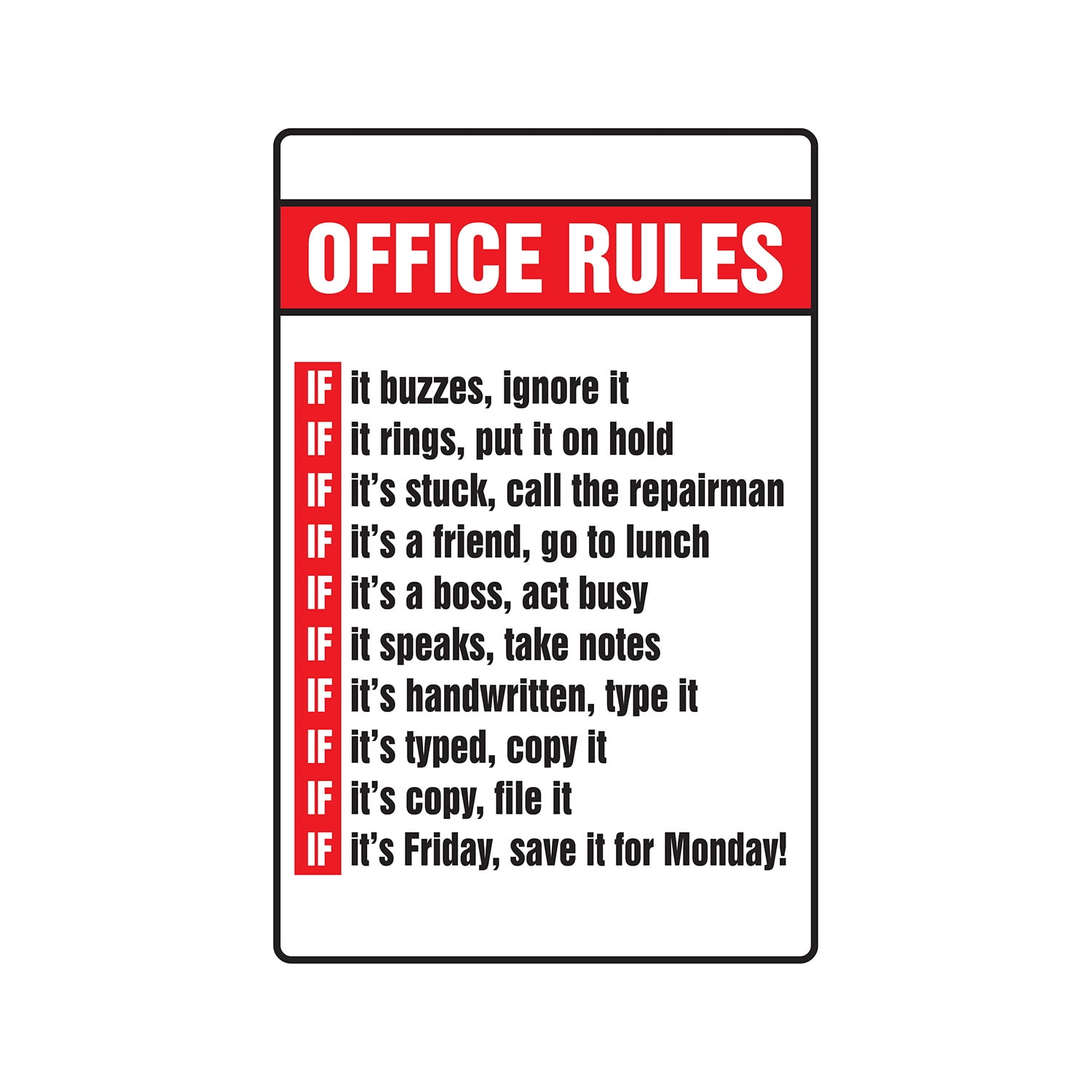 OFFICE RULES Decal boss Monday Friday employee workplace | Indoor ...