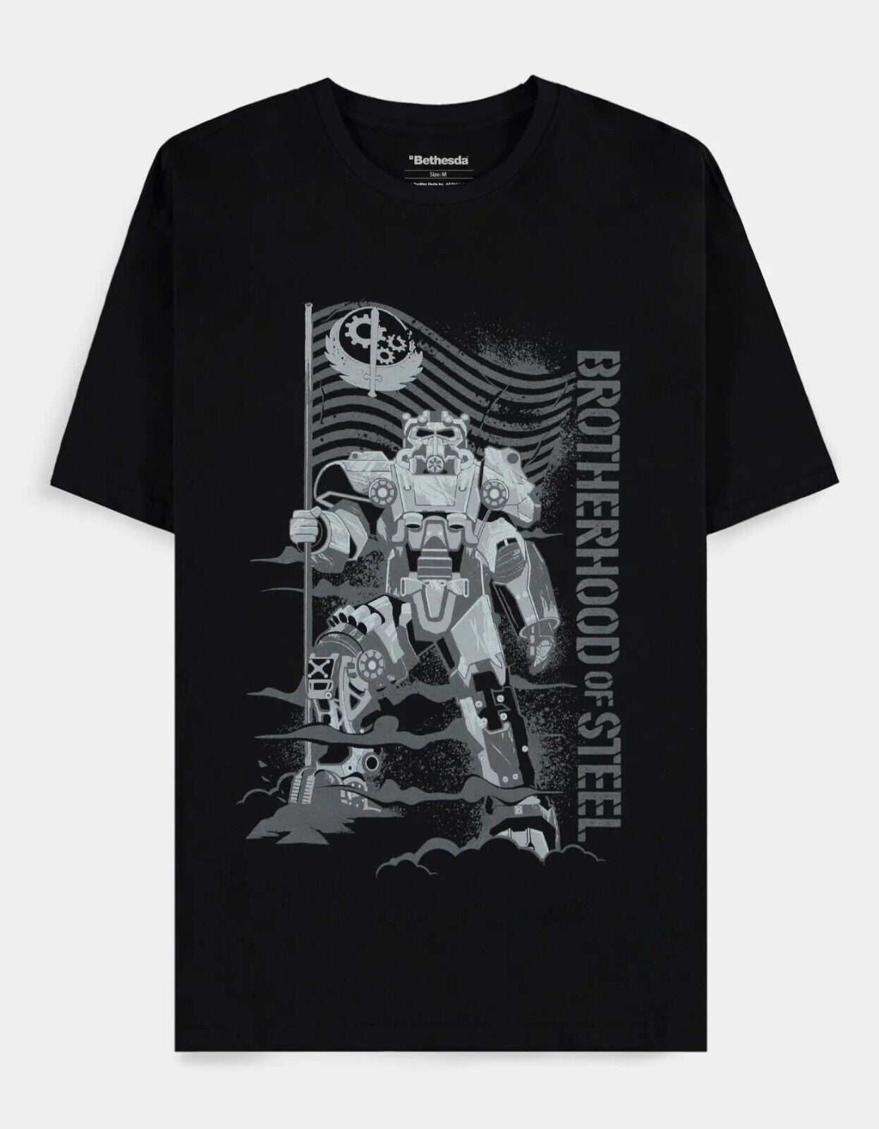 OFFICIAL FALLOUT BROTHERHOOD OF STEEL POWER ARMOR PRINT BLACK T-SHIRT ...