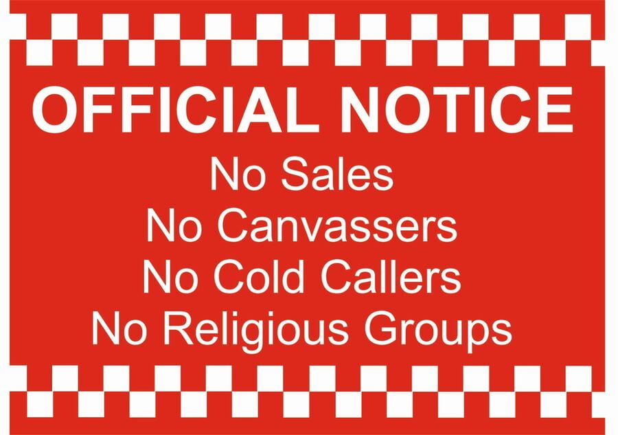 OFFICIAL NOTICE NO COLD CALLERS/SALES PEOPLE Self.adh Metal Aluminum ...