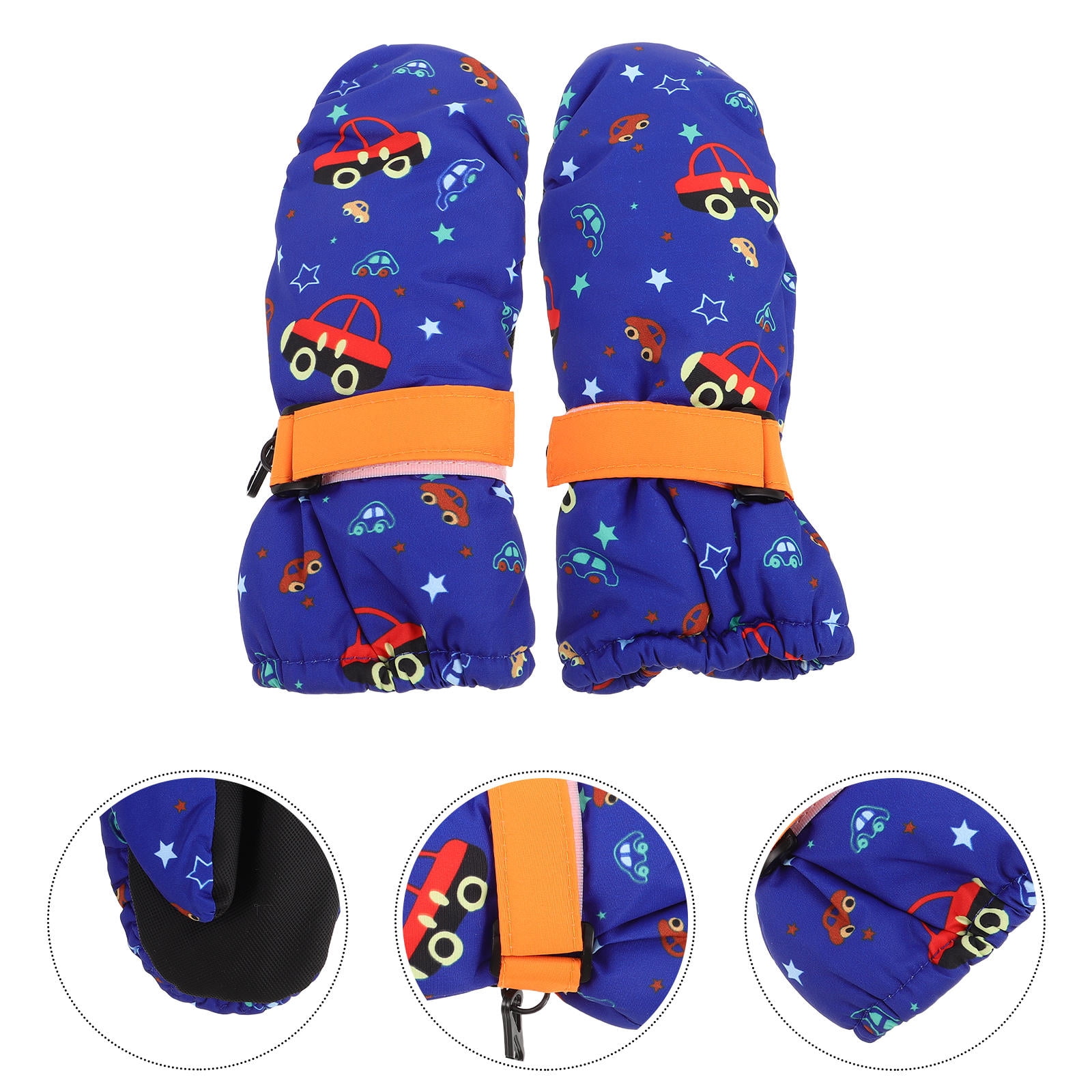OFFIGAM 1 Pair Ski Mittens Kids Cotton Navy Enhanced Grip Insulated For ...