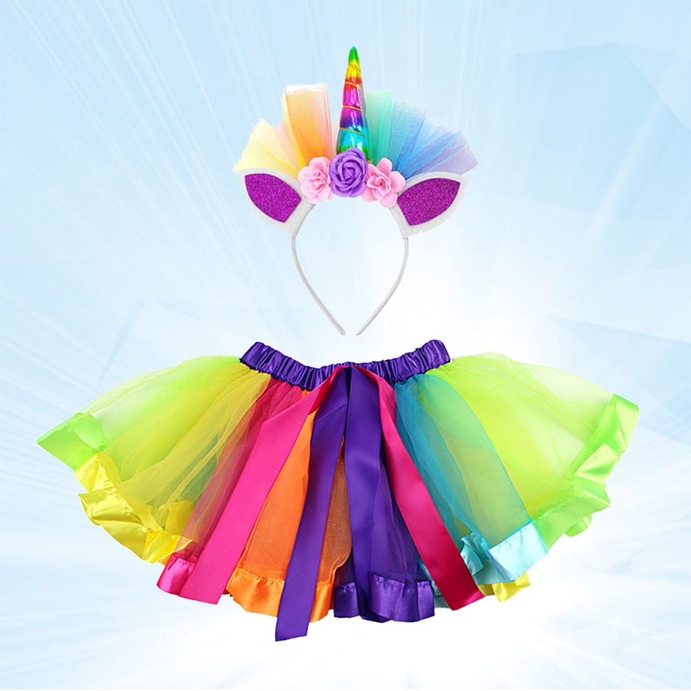 OFFIGAM 1 Set Rainbow Bubble Skirt for Girls Performance Wear Skirt ...