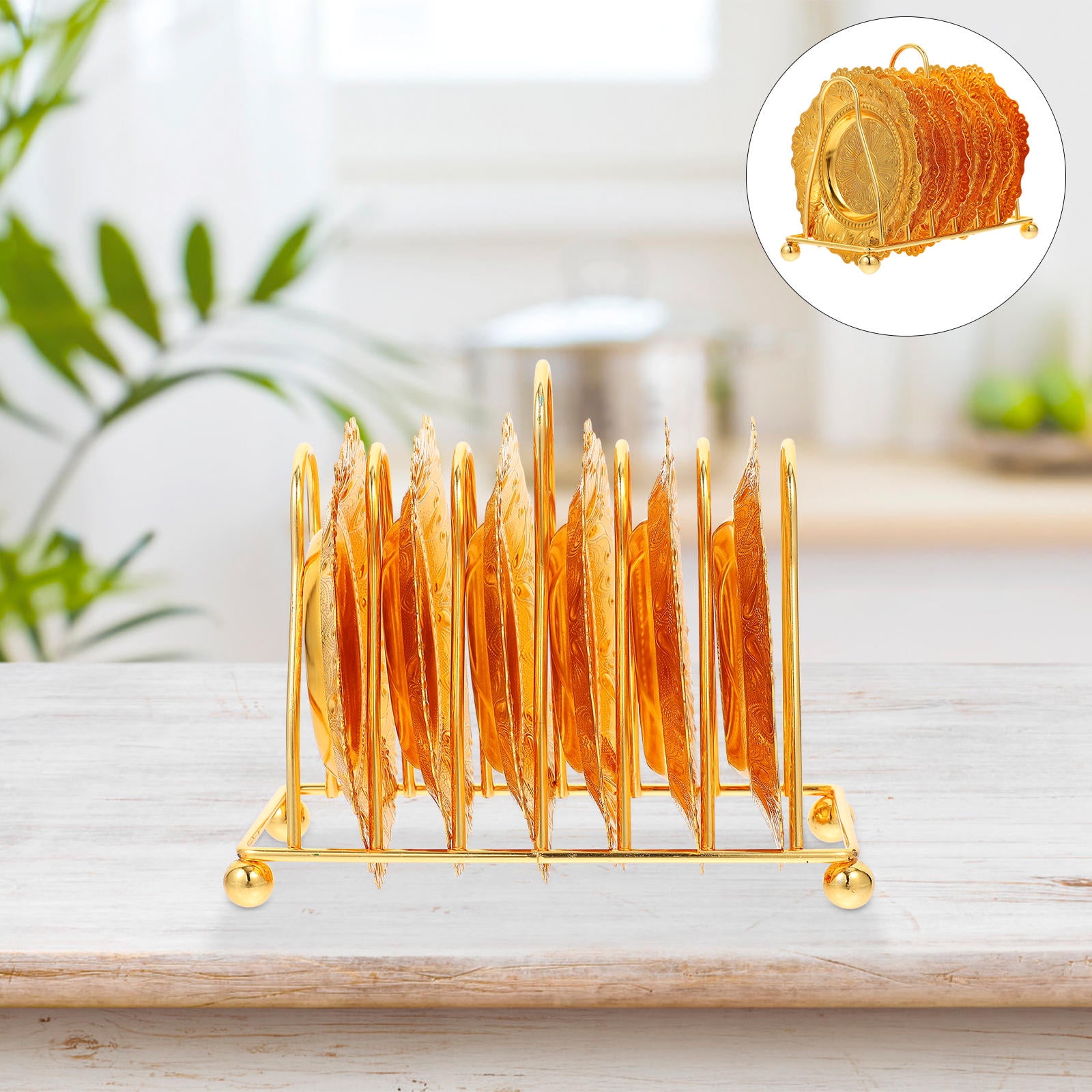 OFFIGAM 1 Set Round Small Dinner Plates Golden Iron for Family Dinner ...
