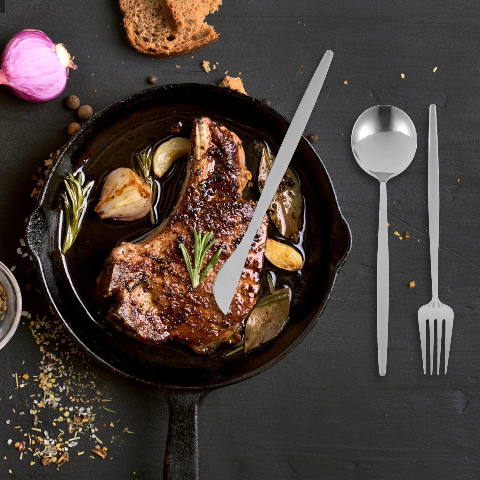 OFFIGAM Fork Spoon Set Stainless Steel Eating Kitchen Cutlery Home Use 1 Set - Walmart.com