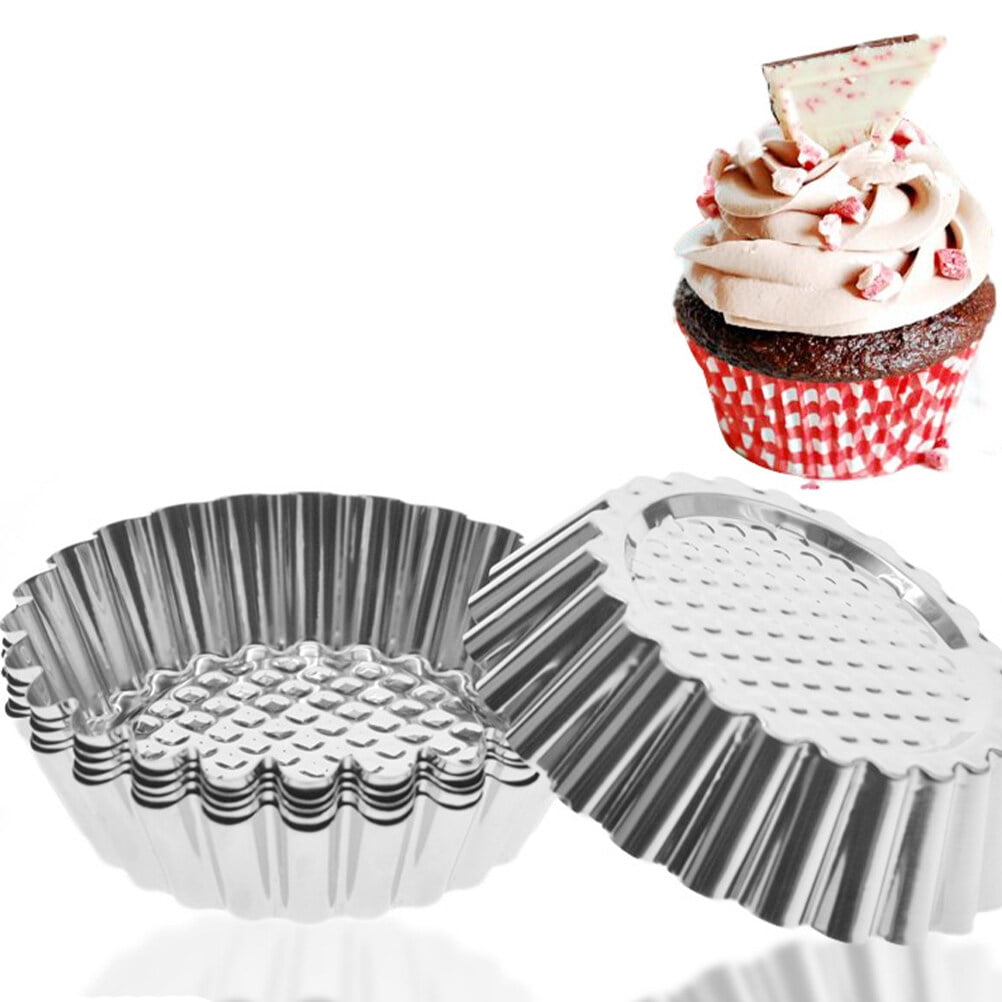 OFFIGAM Set of 10 Silver Metal Egg Tart Molds Baking Cups for Muffins ...