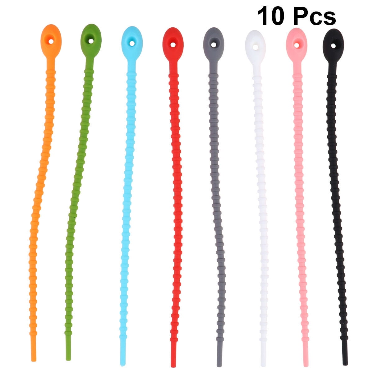 OFFIGAM 10Pcs Assorted Color Silicone Loop Cable Ties Durable - Walmart.com
