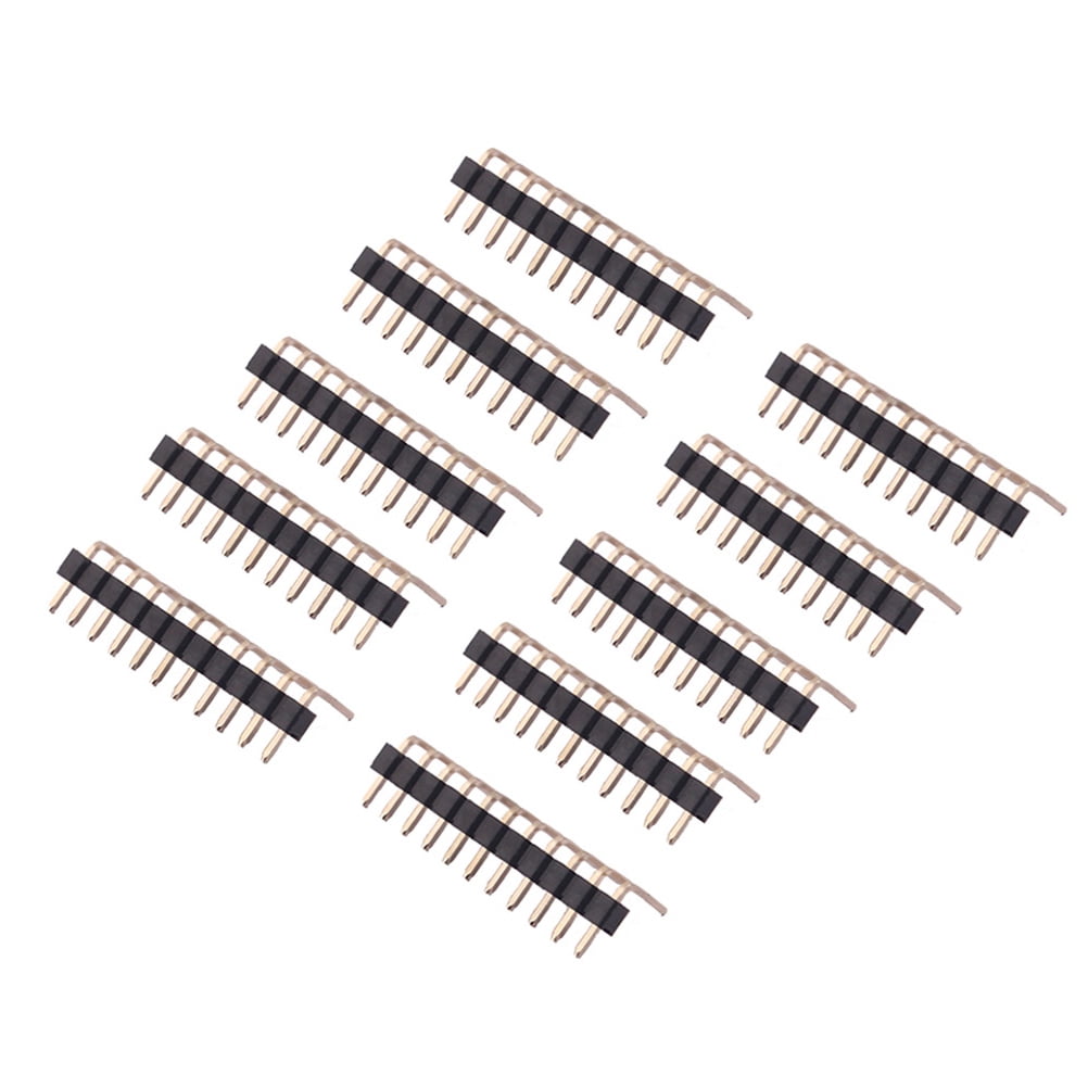 OFFIGAM 10Pcs Pin Header Black Plastic Metal Copper Straight Single Row ...