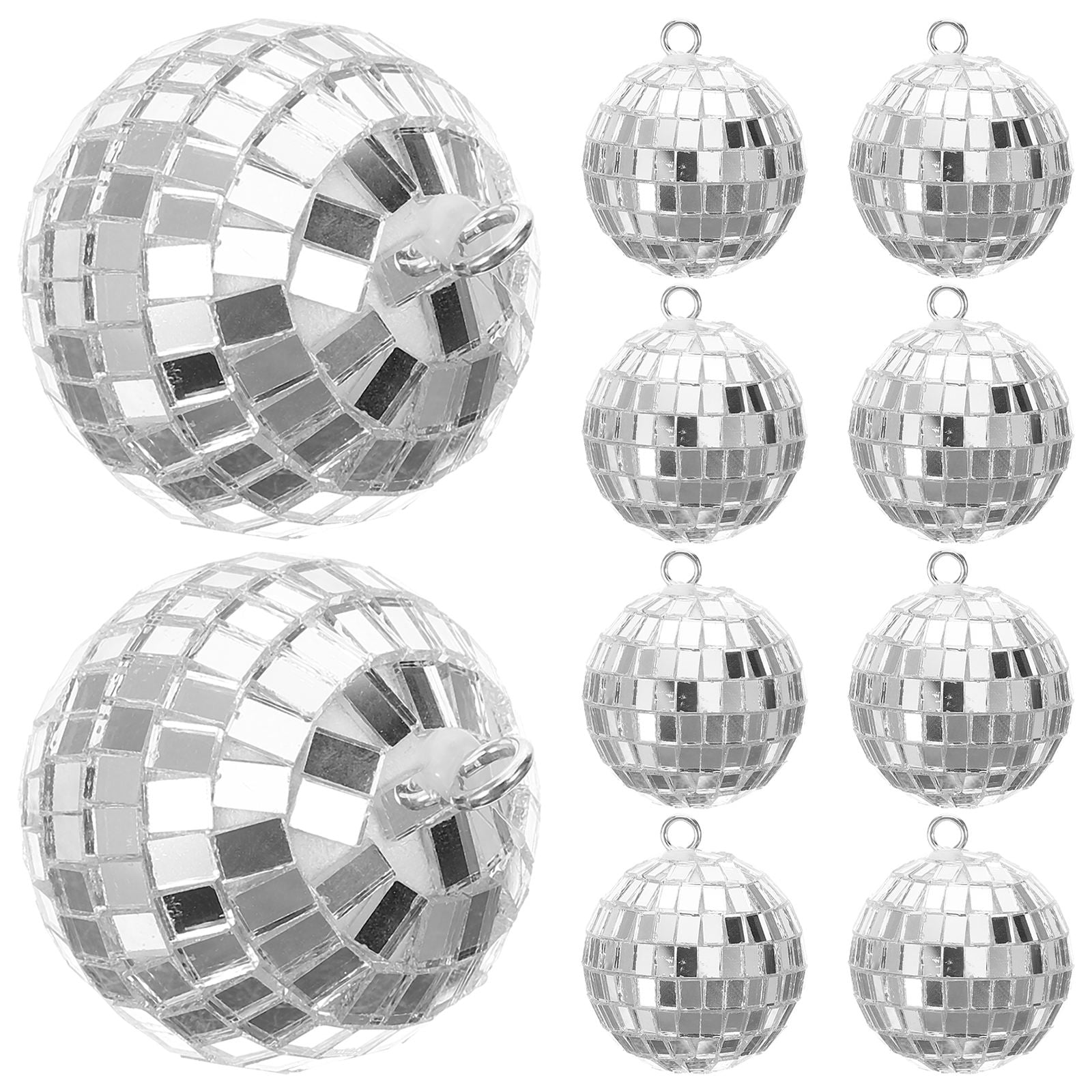 OFFIGAM 10pcs Round Mirror Disco Ball Silver Party Decoration Light ...