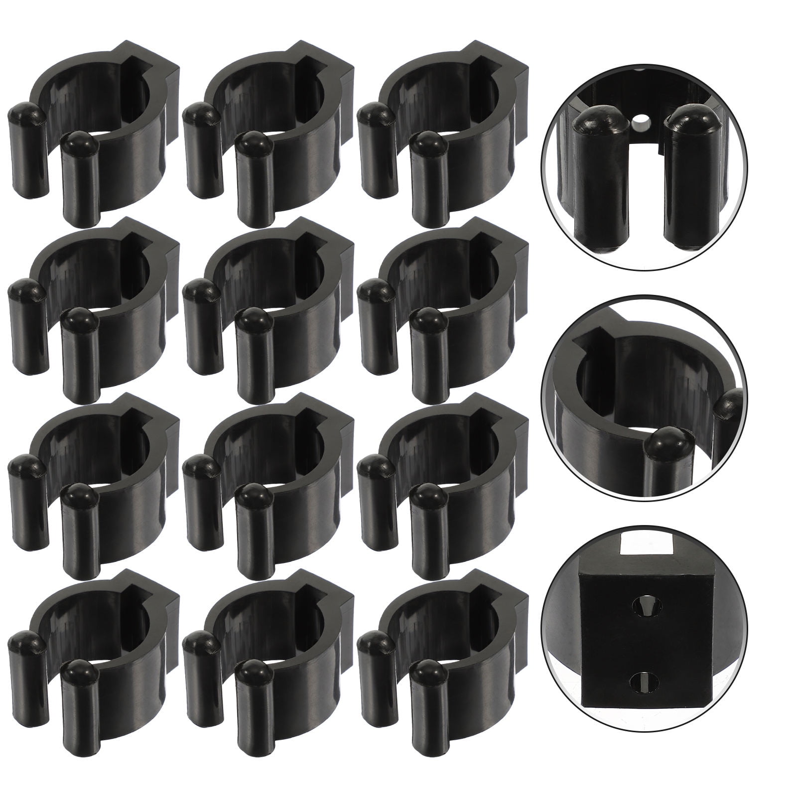 OFFIGAM 12Pcs Black Plastic Fishing Rod Holders Rectangular Clip for ...