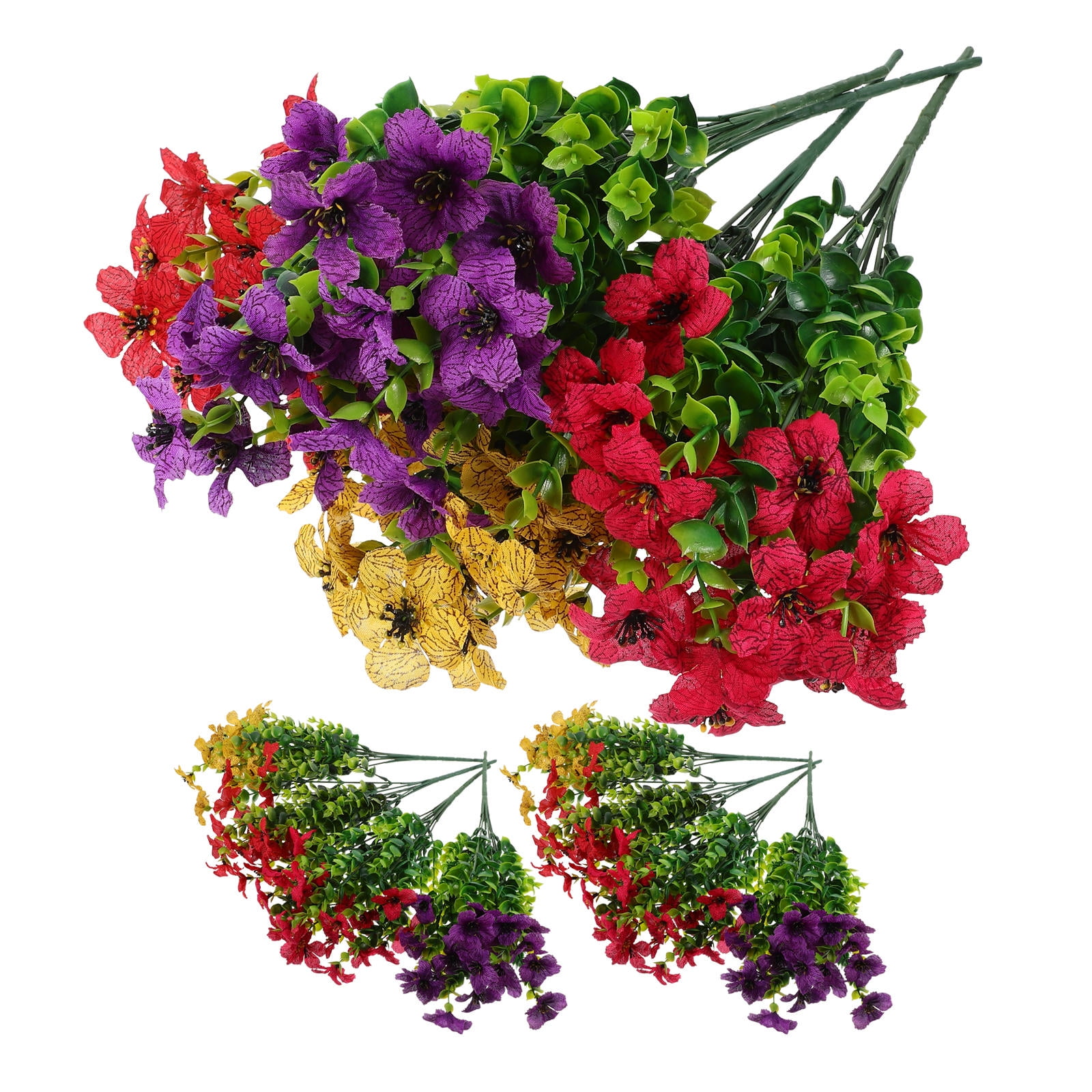 OFFIGAM 12Pcs Fake Bouquet Assorted Color Plastic Flower Bunches Indoor ...