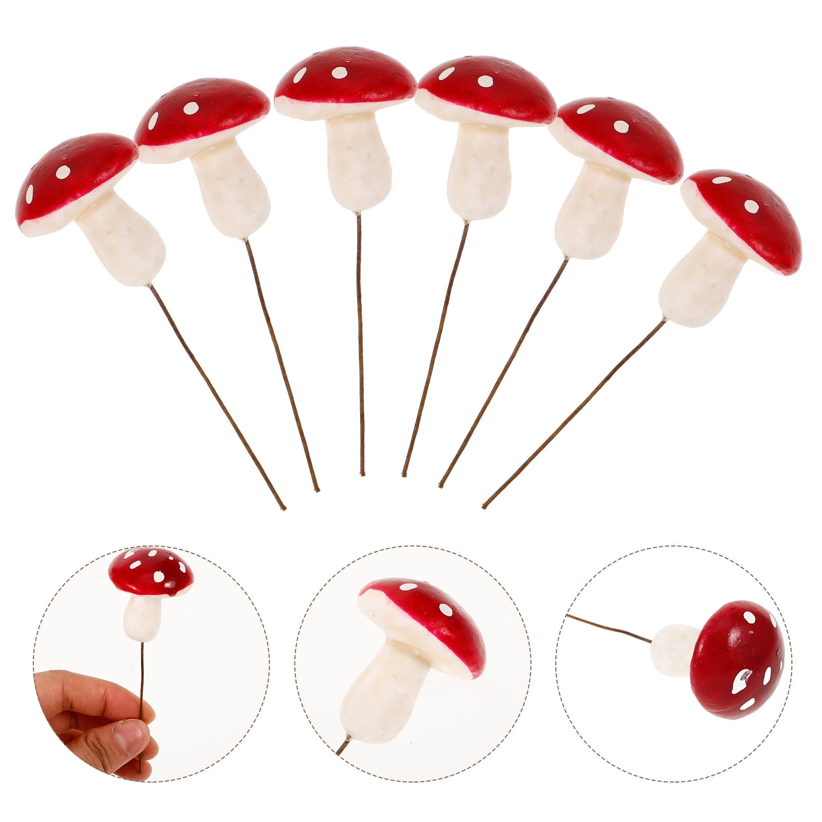 OFFIGAM 12Pcs Mushroom Shape Garden Stake Red Foams For Craft ...