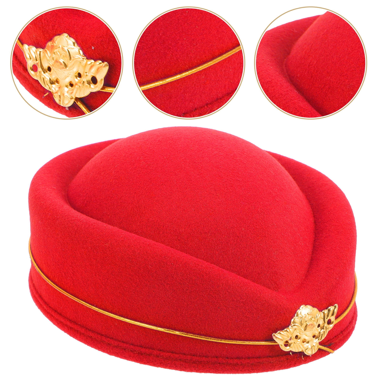 OFFIGAM 1Pcs Red Woolen Cosplay Stewardess Hat for Role-Playing and ...