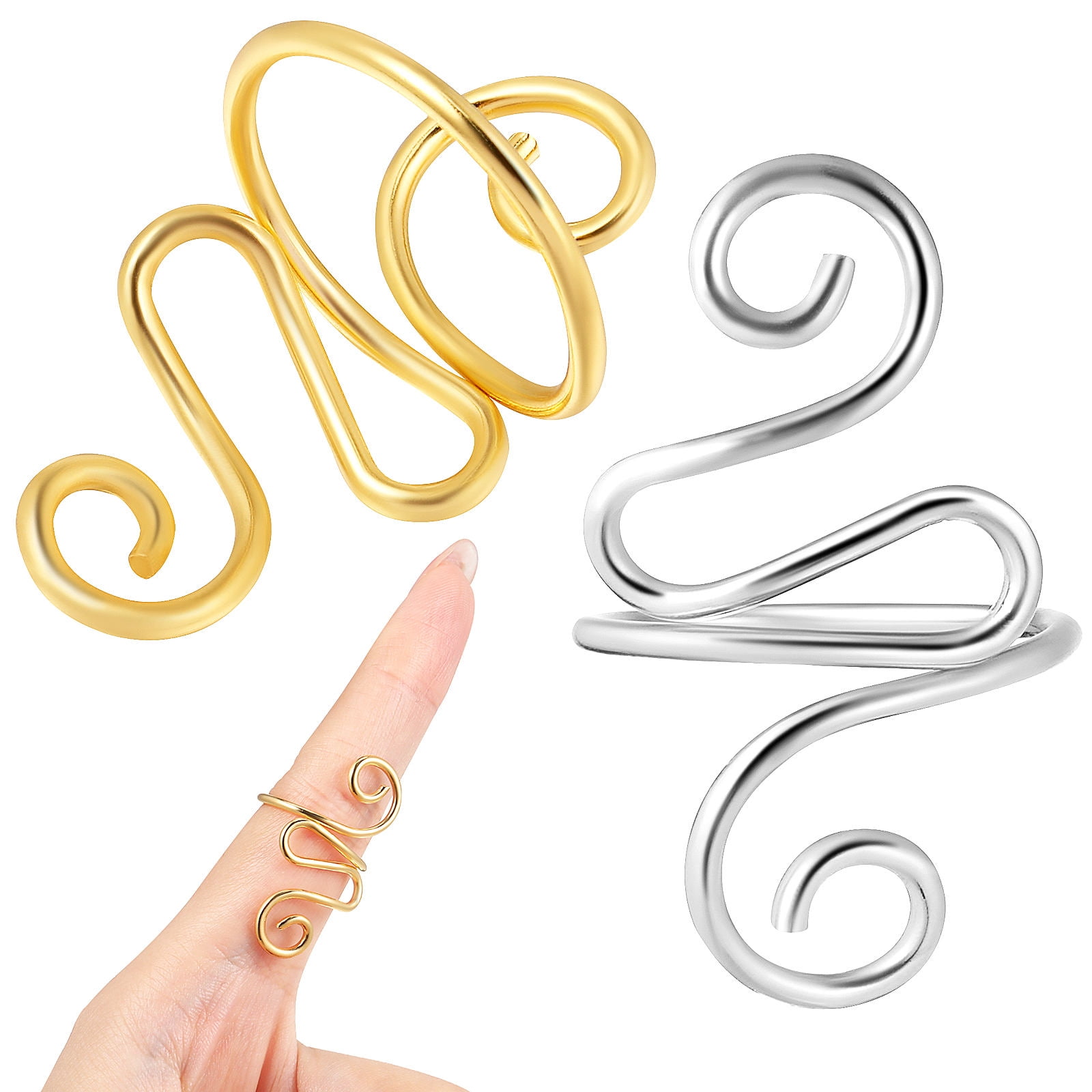 OFFIGAM 2 Pcs Crochet Supplies Adjustable Finger Weaving Hook Metal ...