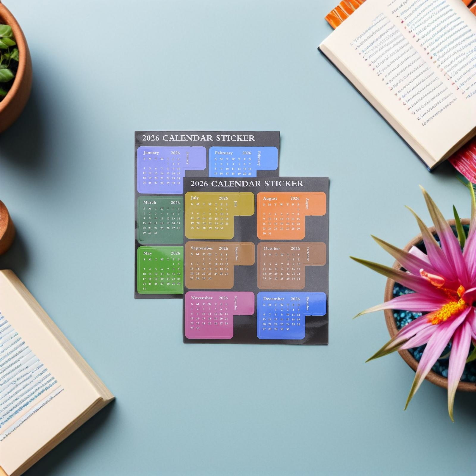 OFFIGAM 2026 Monthly Planner Stickers with Adhesive Tabs for Notebooks and Journals Multi Color ...