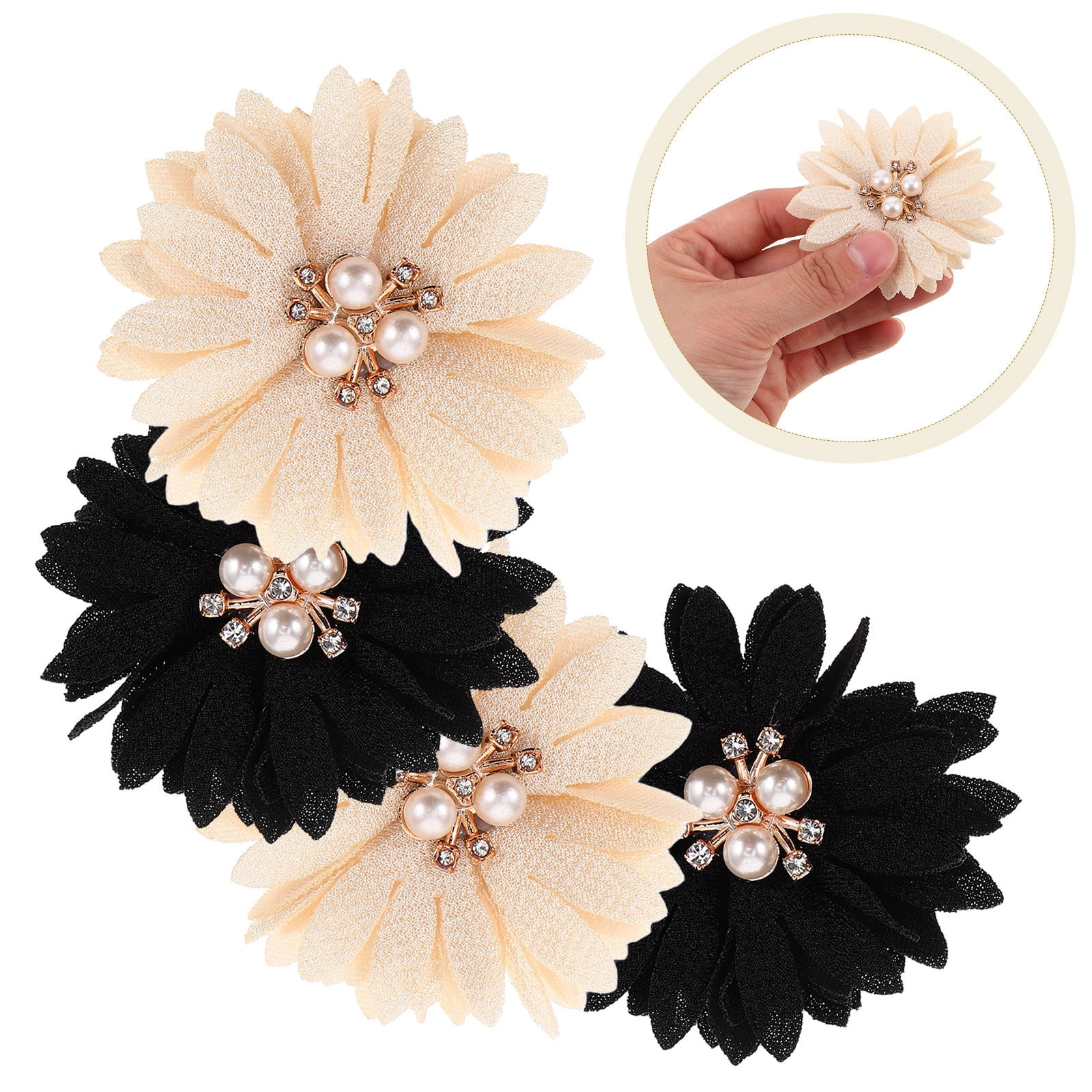 OFFIGAM 2Pairs Soft Fabric Flower Shoe Clips with Faux Buckles ...