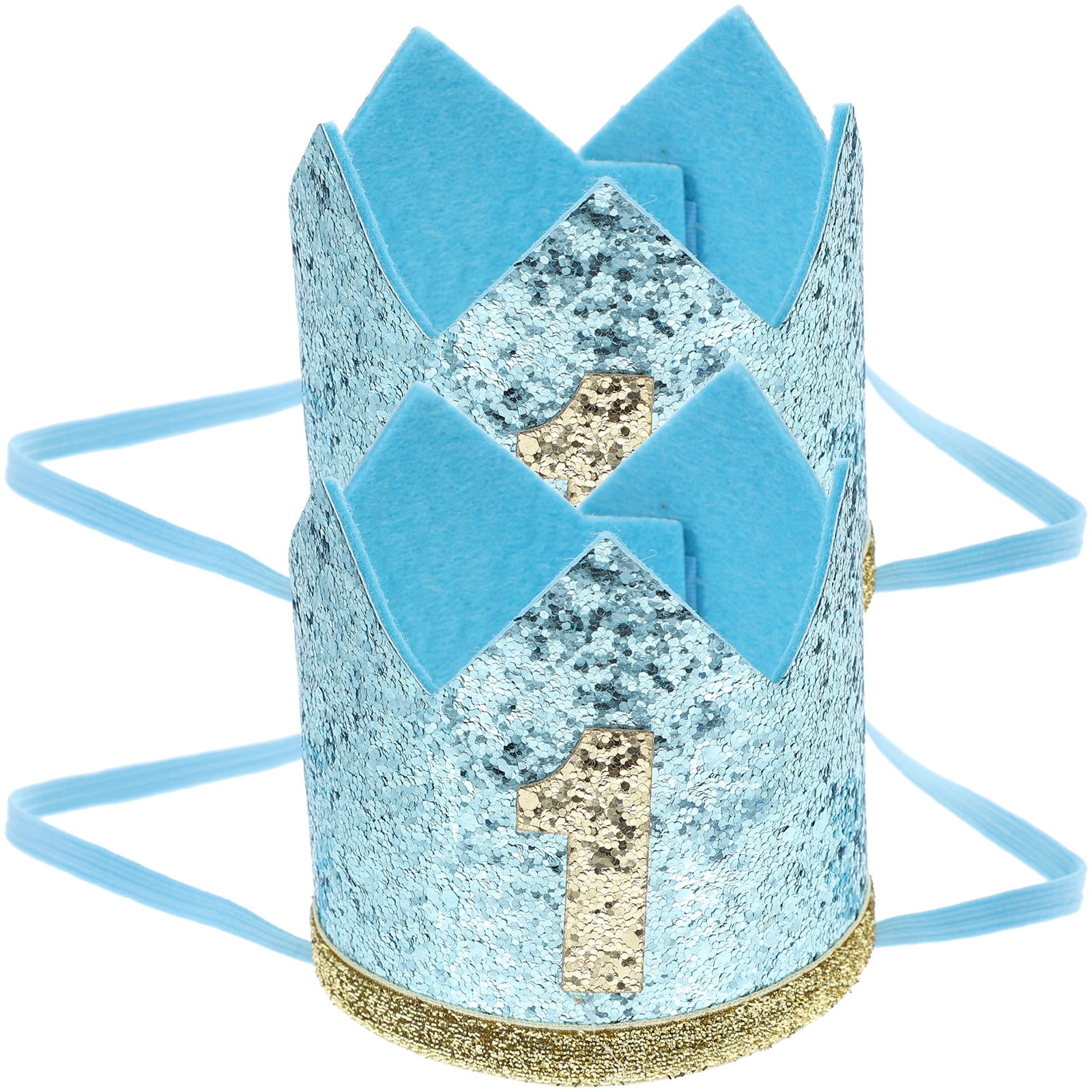 OFFIGAM 2Pcs Baby Kids Birthday Hat Crown in Sky-Blue Pink Felt with ...