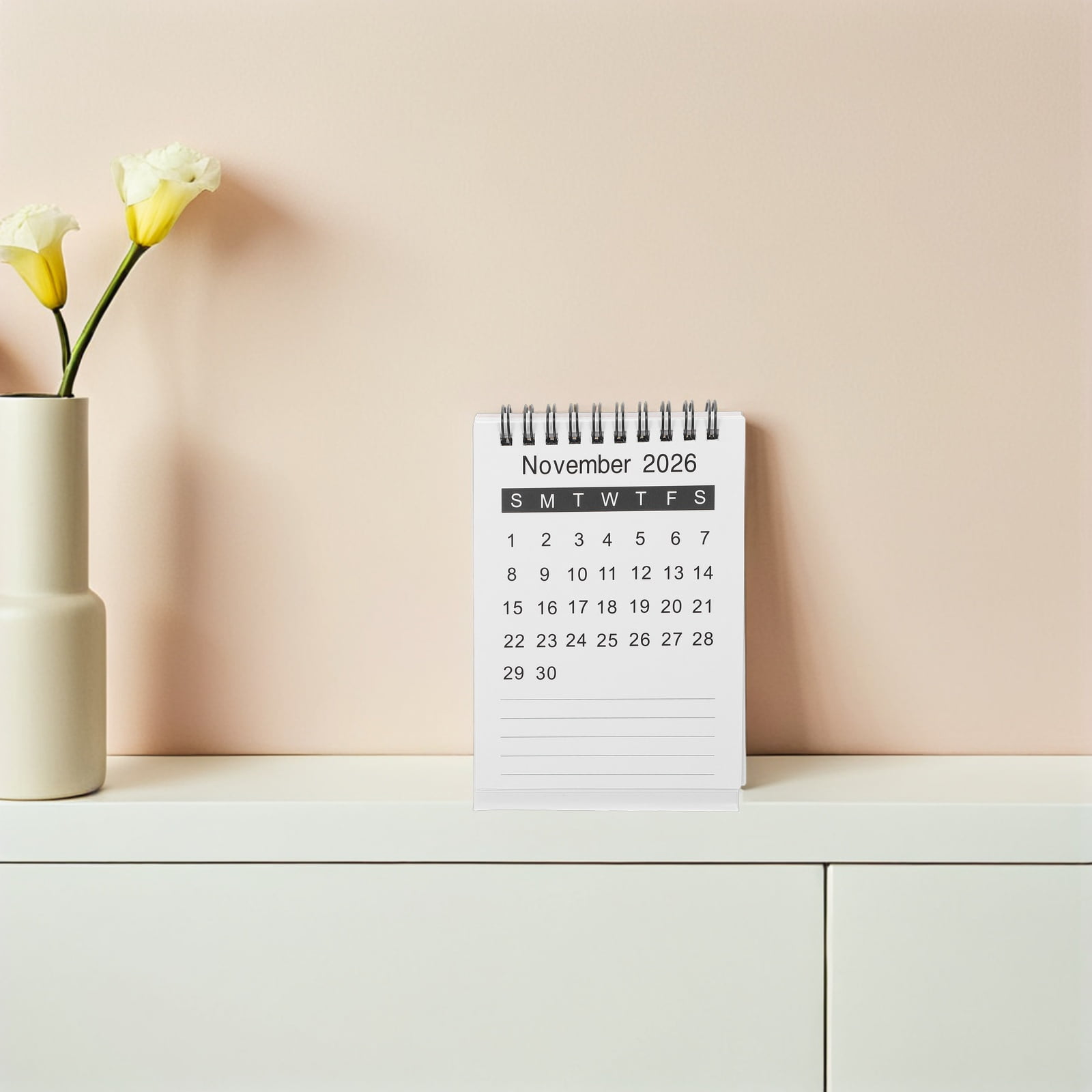 OFFIGAM 18-Month Standing Desktop Calendar 2026-2027, Thick White Paper ...