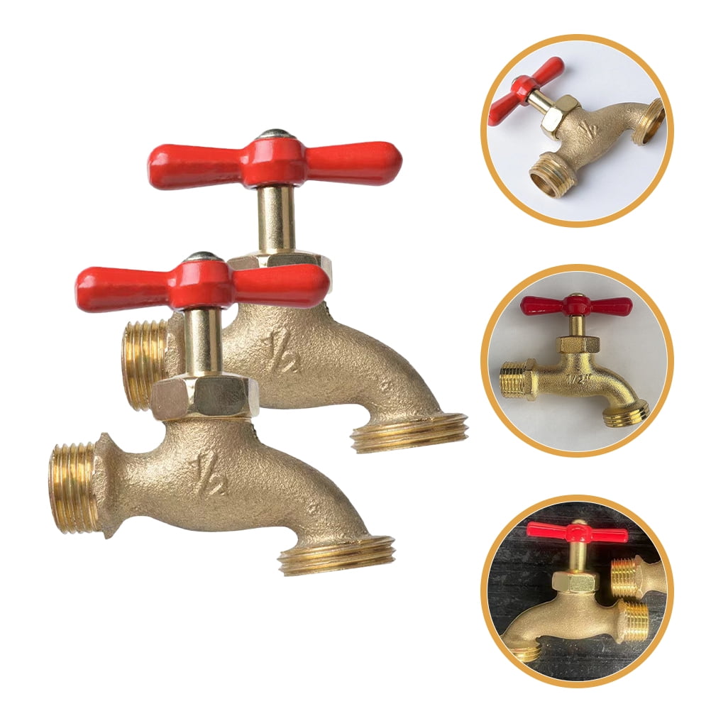 OFFIGAM Metal Hose Fittings Easy Installation Outside Taps Golden 2Pcs ...