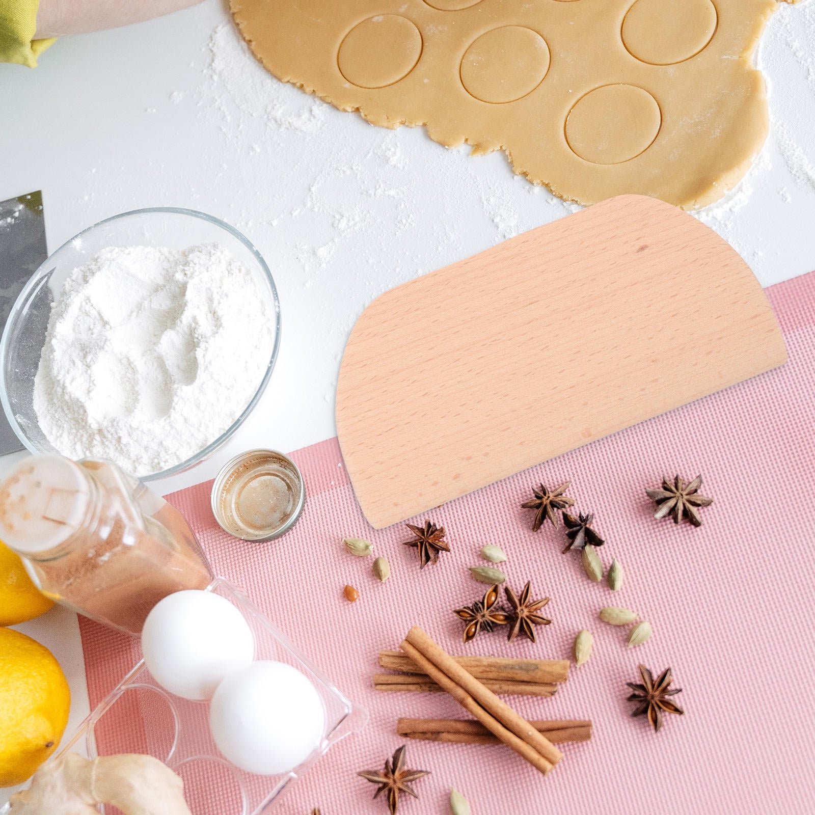 OFFIGAM 2Set Beech Baking Scraper Half Circle Design for Cutting Dough ...