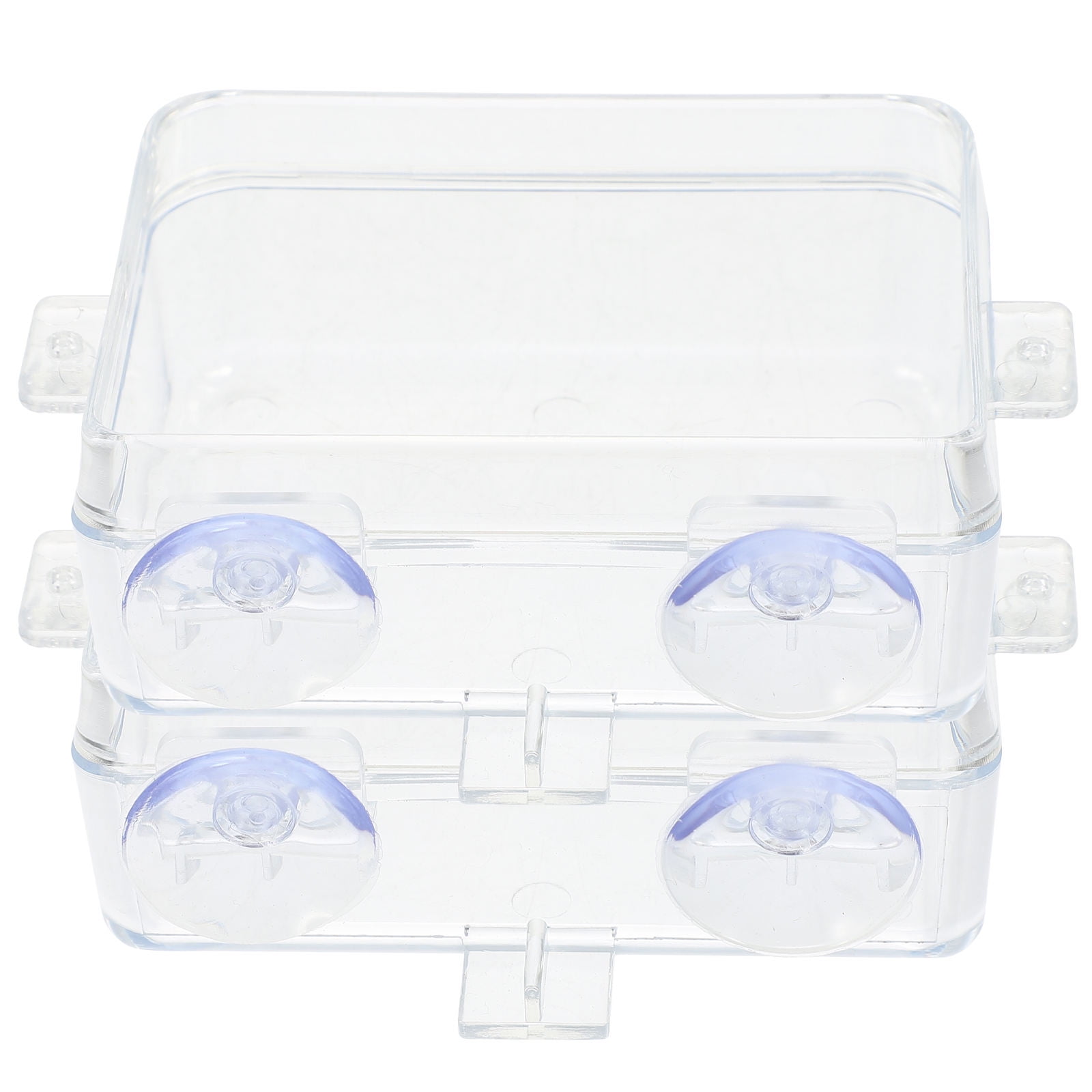 OFFIGAM 2Set Suction Cup Water Bowl Transparent Plastic Rectangular for ...