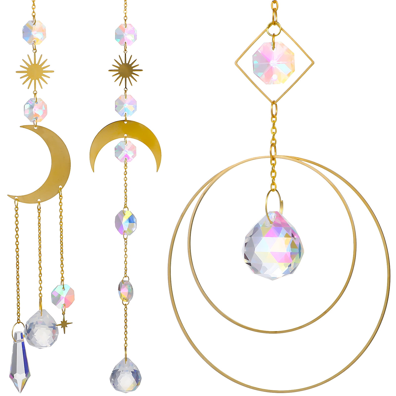 OFFIGAM 3Pcs Hard Prism Crystal Sun Catchers for Home and Garden Decor ...