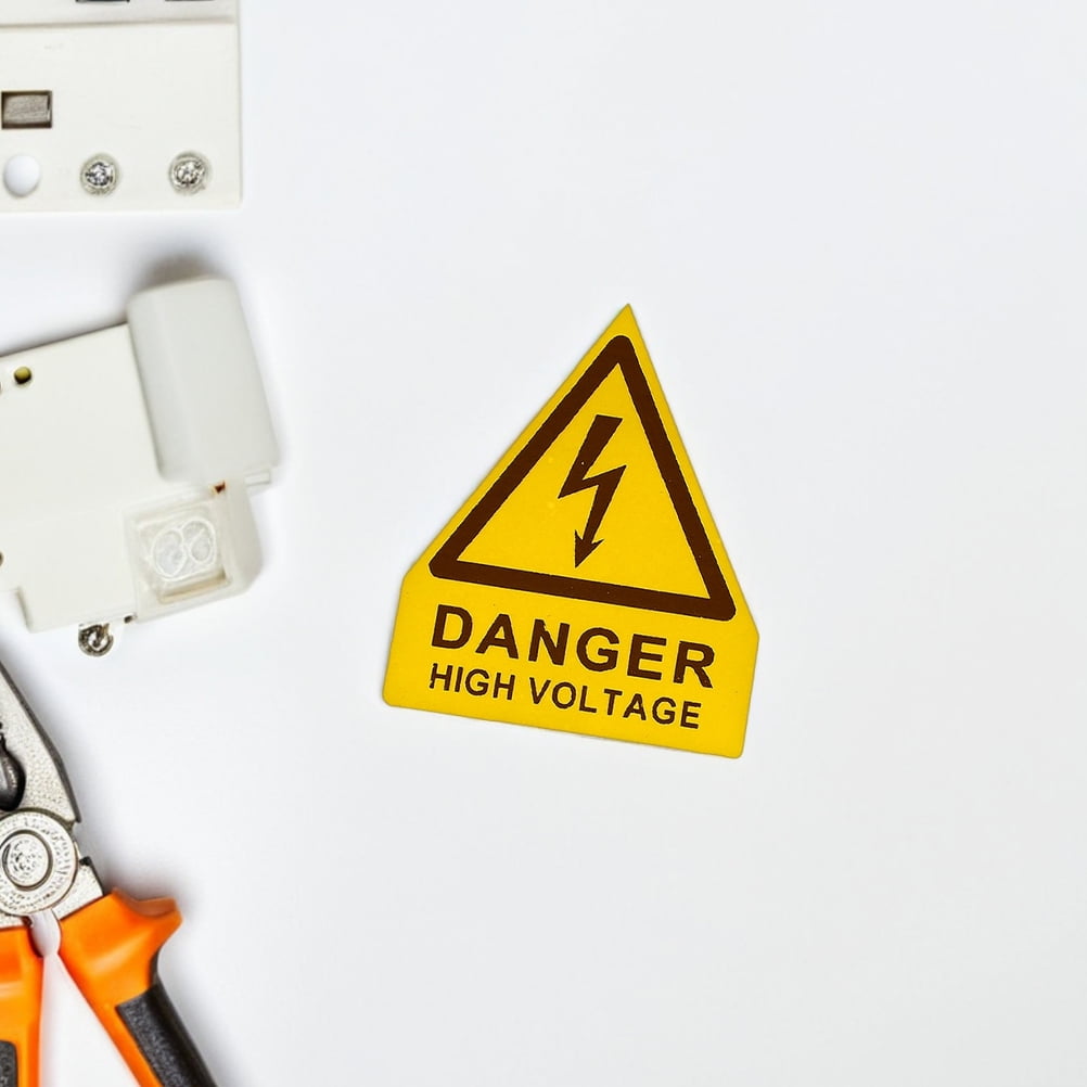 OFFIGAM 3Pcs High Voltage Sign Yellow PVC Caution Stickers For ...