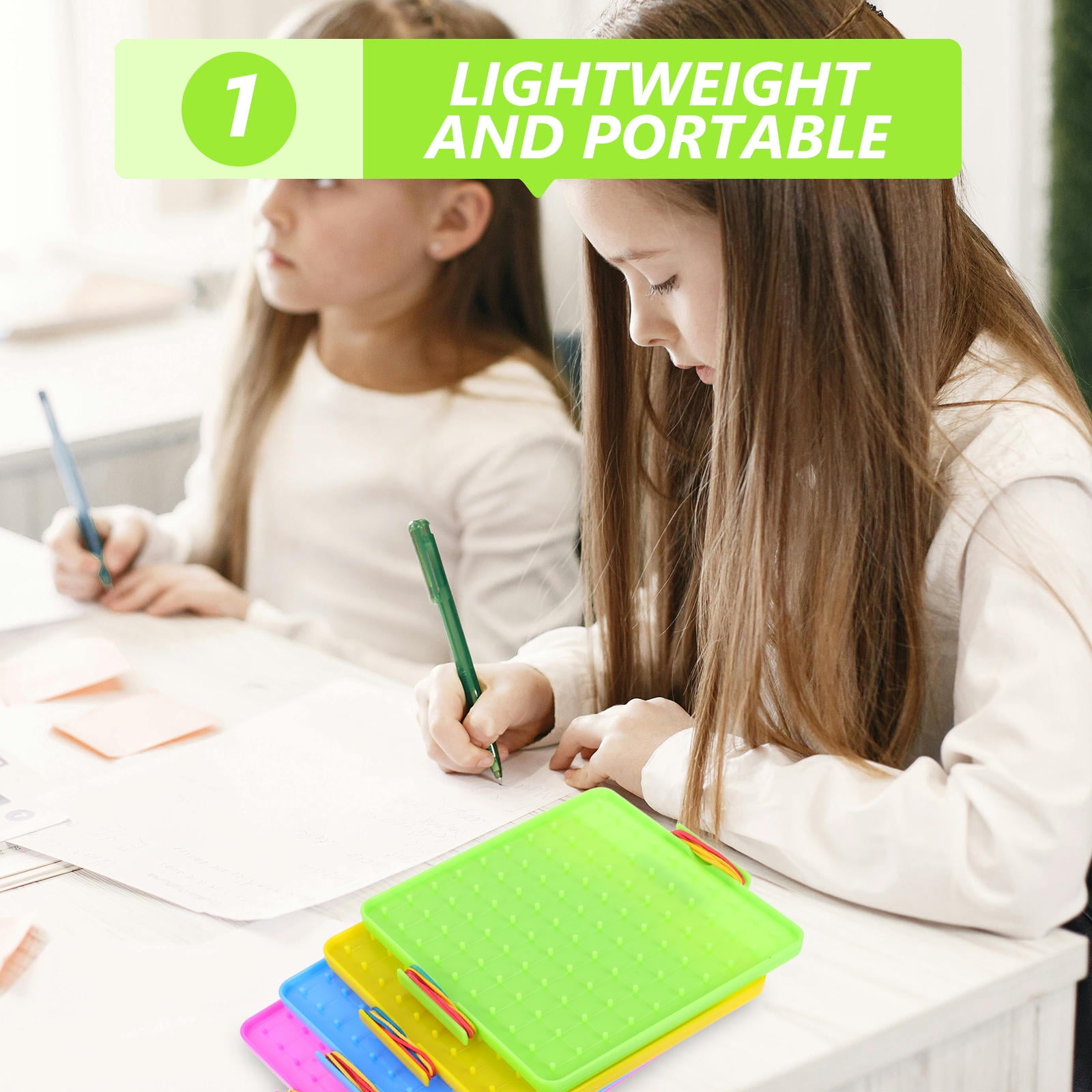 OFFIGAM Plastic Math Geo Board 4 Sets Brain Teaser Toy for Students ...