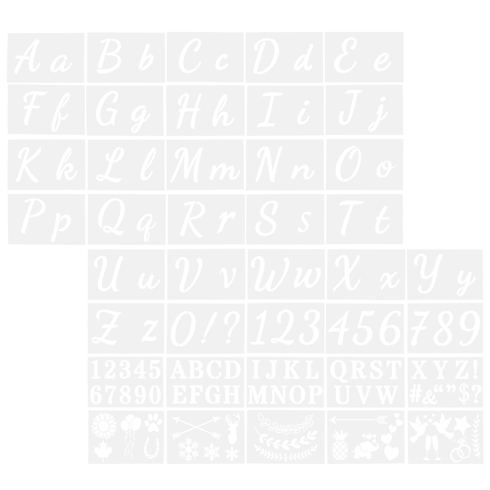 OFFIGAM 40 Sheets White Rectangular Letter Stencils Set for Home Decor ...