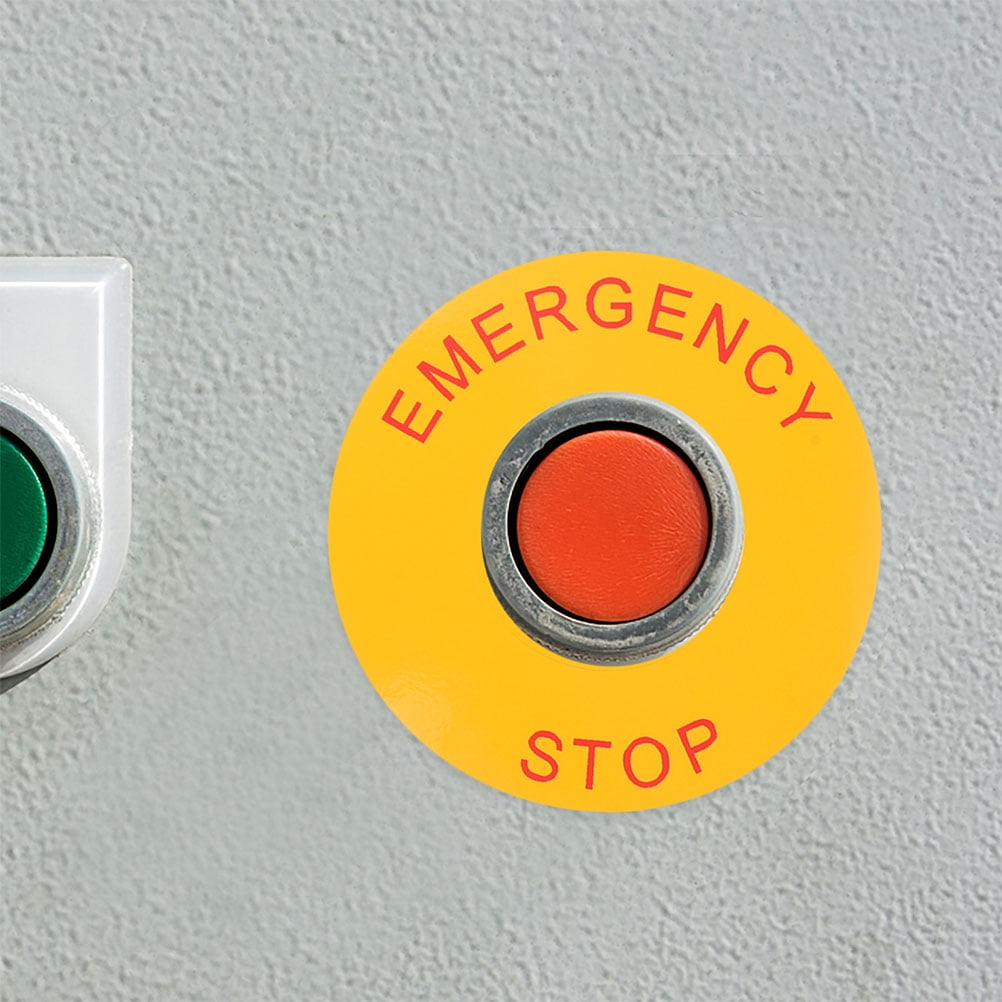 OFFIGAM 4Pcs Machinery Emergency Stop Sign Stickers With Red Letters ...