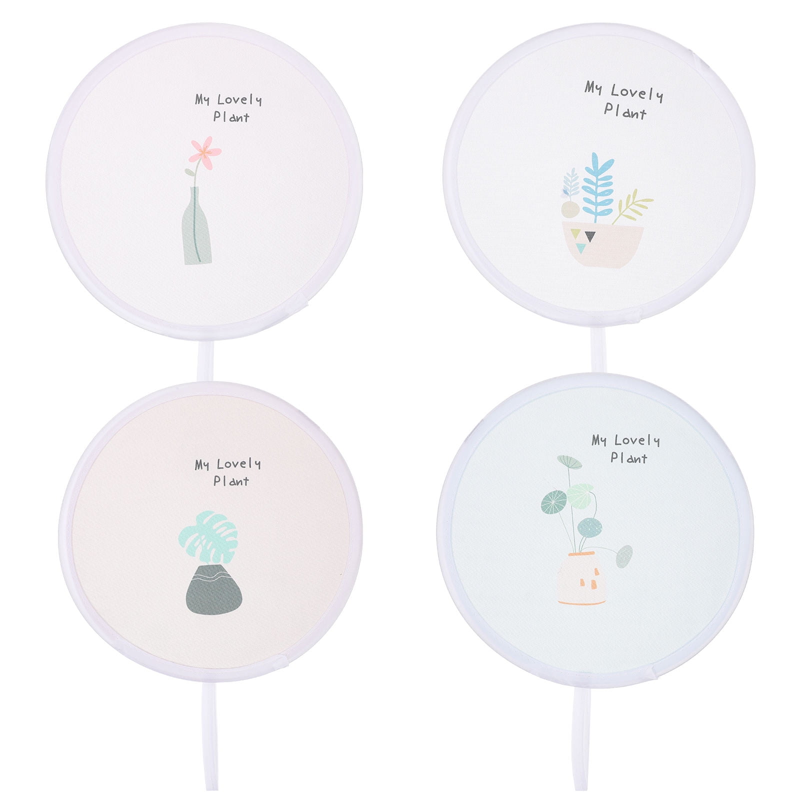 OFFIGAM 4Pcs Simple Round Fan Assorted Color Cloth Steel Wire Portable ...