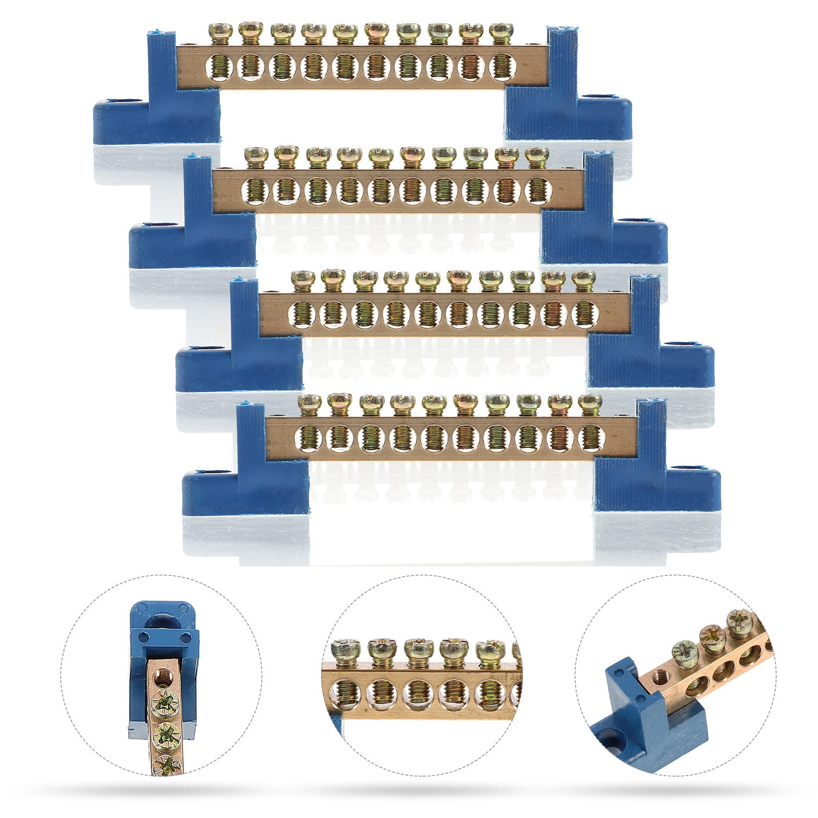 OFFIGAM 4Pcs Boating Terminal Block Copper Bar with Screw Holes for ...