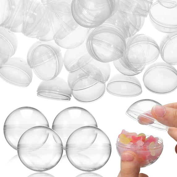 OFFIGAM 50PCS Clear Plastic Capsules Fillable Round Containers Event ...