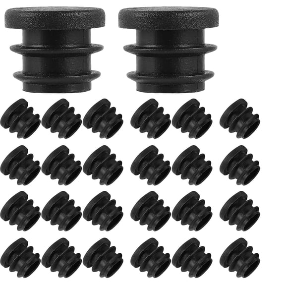 OFFIGAM 50Pcs Plastic Furniture Leg End Caps Black Round Chair Leg ...