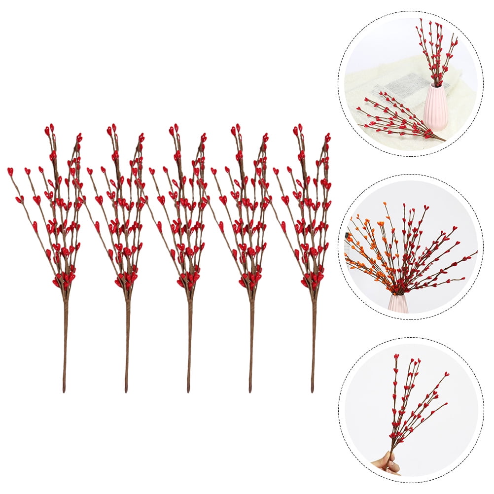 OFFIGAM 5-Pack Faux Red Berry Branches for Christmas Tree, Wreaths ...