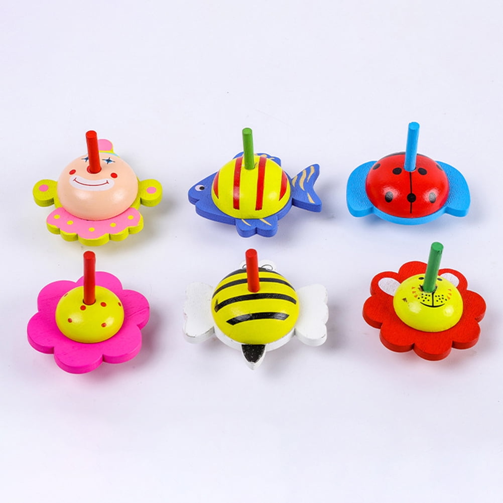 OFFIGAM 5Pcs Wood Gyroscope Toy Round Interactive Play Desk Toys for ...