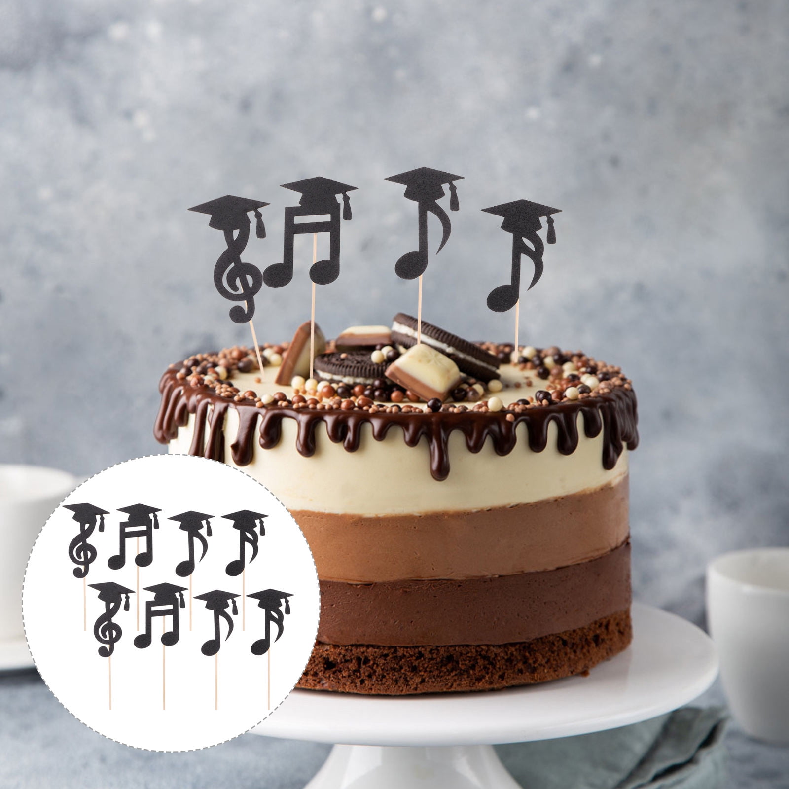 OFFIGAM 5Set Musical Notes Cake Toppers Graduation Season Cake Insert ...