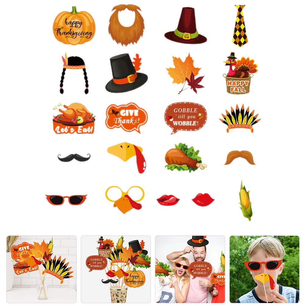OFFIGAM 6Pack Thanksgiving Day Photo Props Assorted Color Wood Paper ...