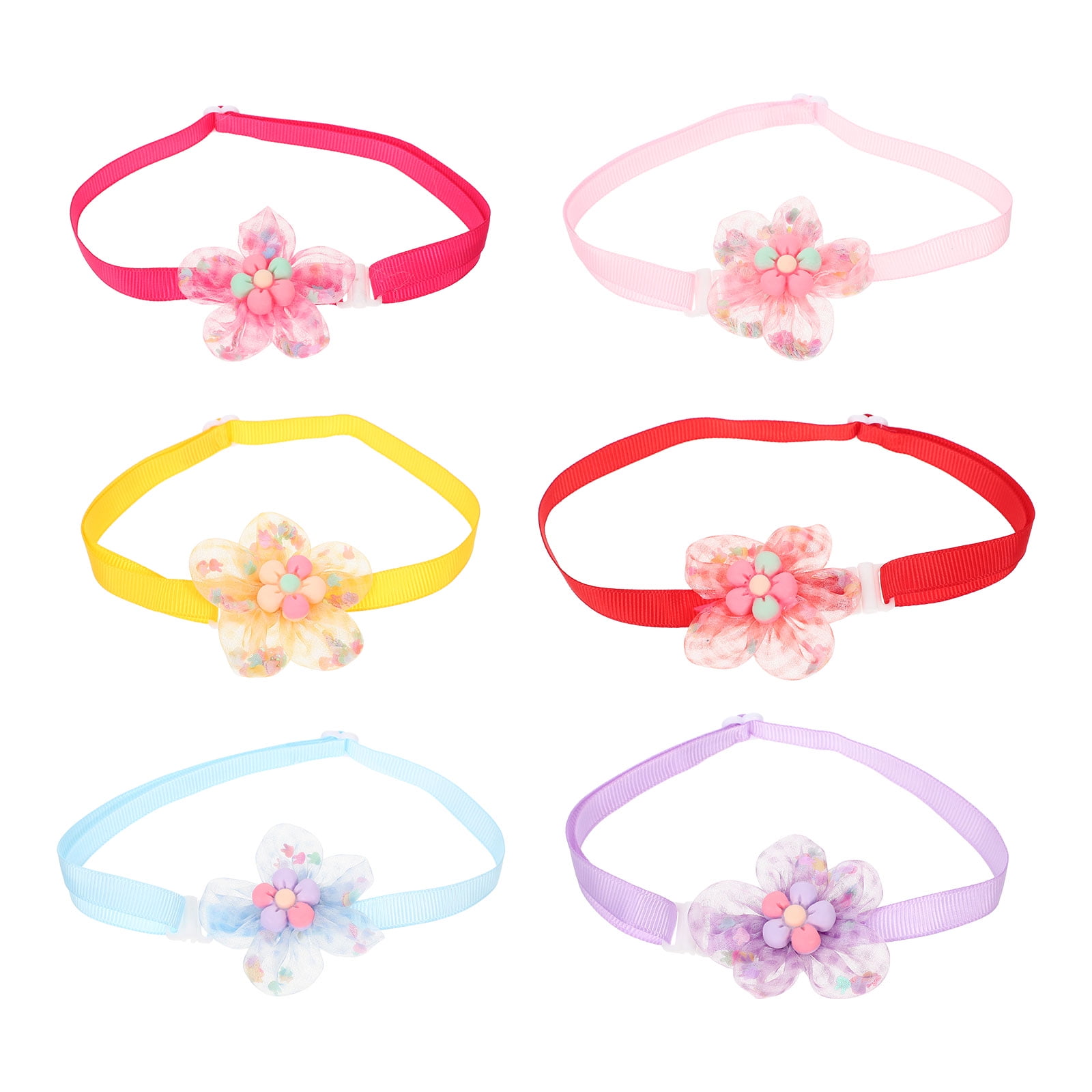 OFFIGAM 6Pcs Assorted Color Flower Design Collar for Small Dogs and ...