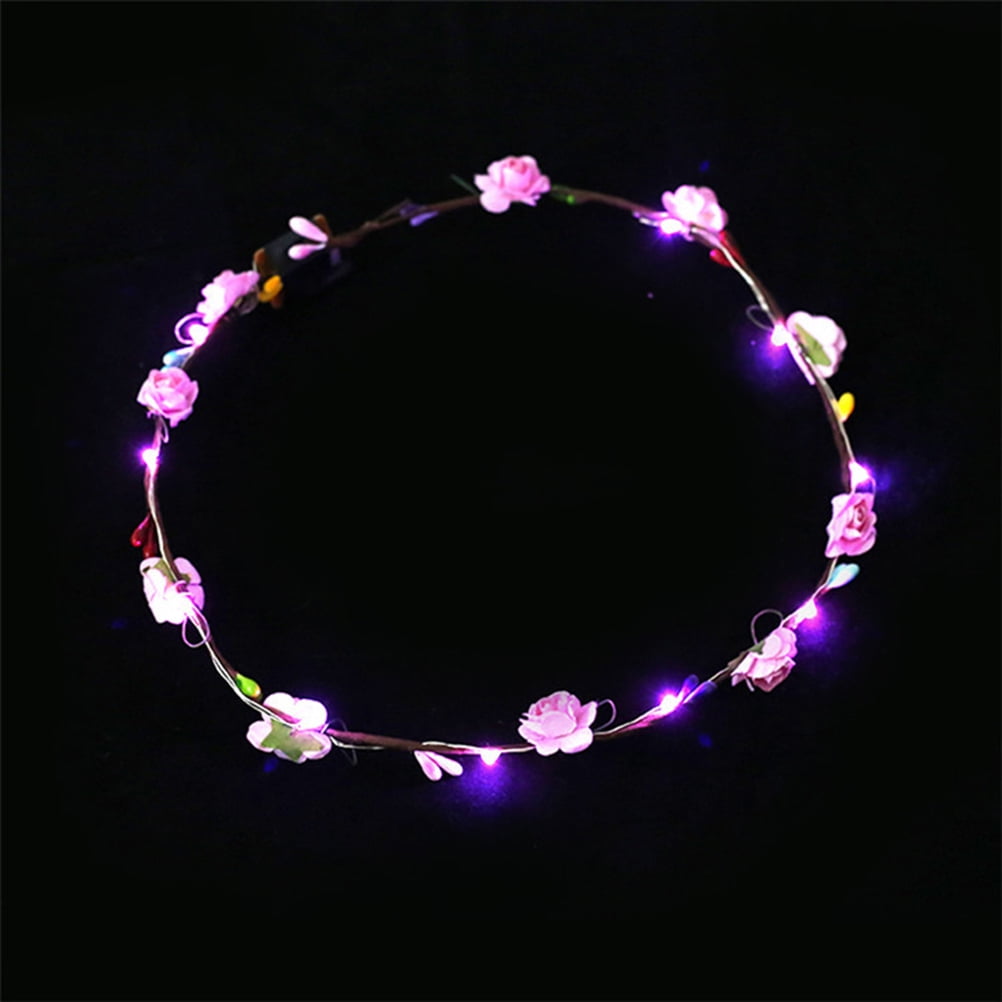 OFFIGAM 7Pcs LED Flower Wreath Headband Assorted Color Floral Hairband ...
