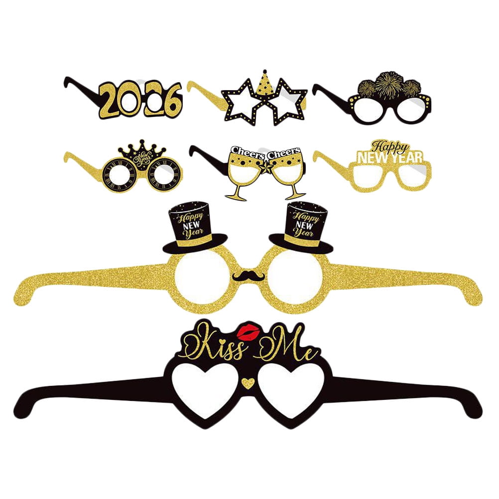 OFFIGAM 2026 Multi-Color Number Glasses New Year Party Eyewear Photo ...